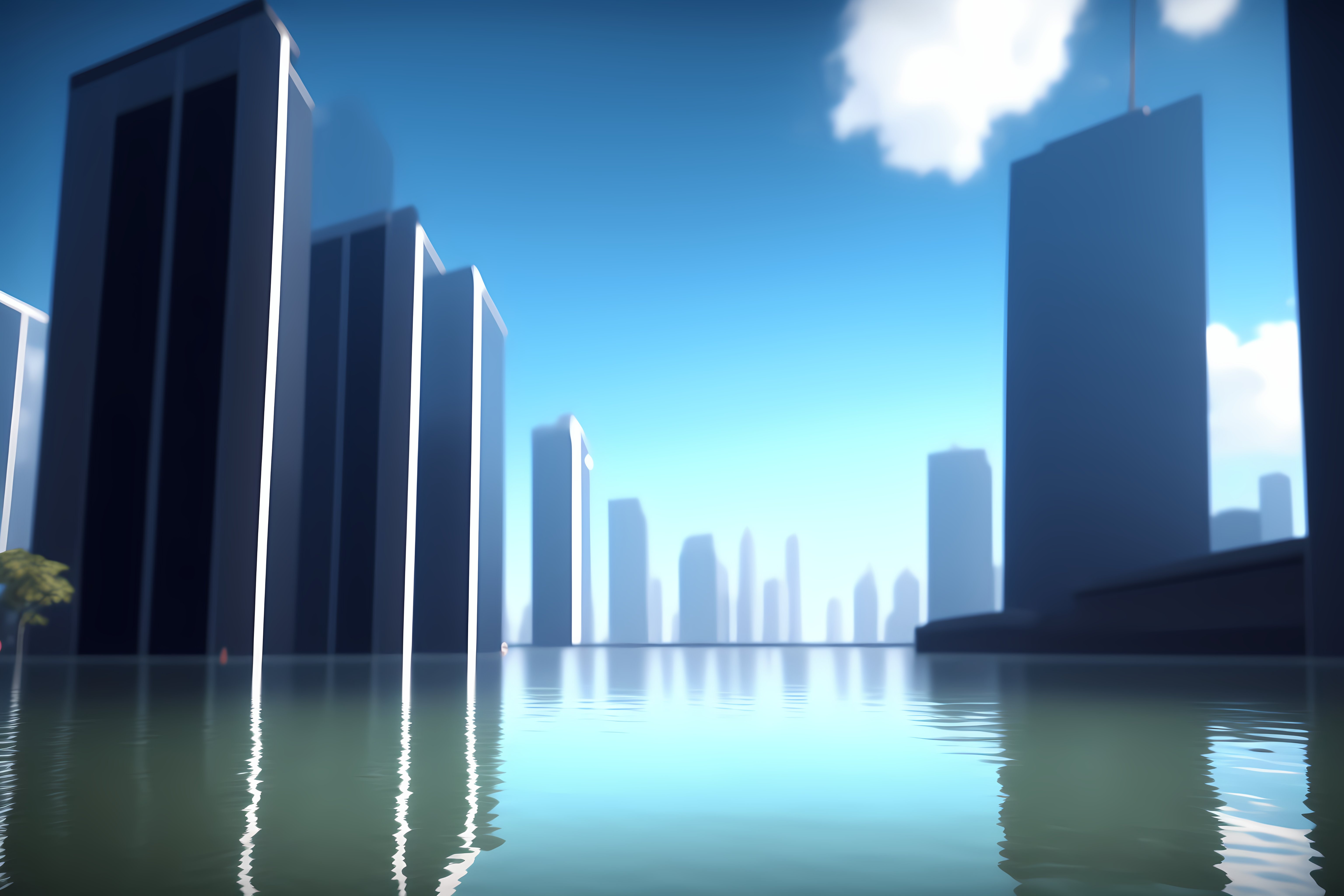 Lexica - Dam cracked, clear blue water flooding, flooded office ...