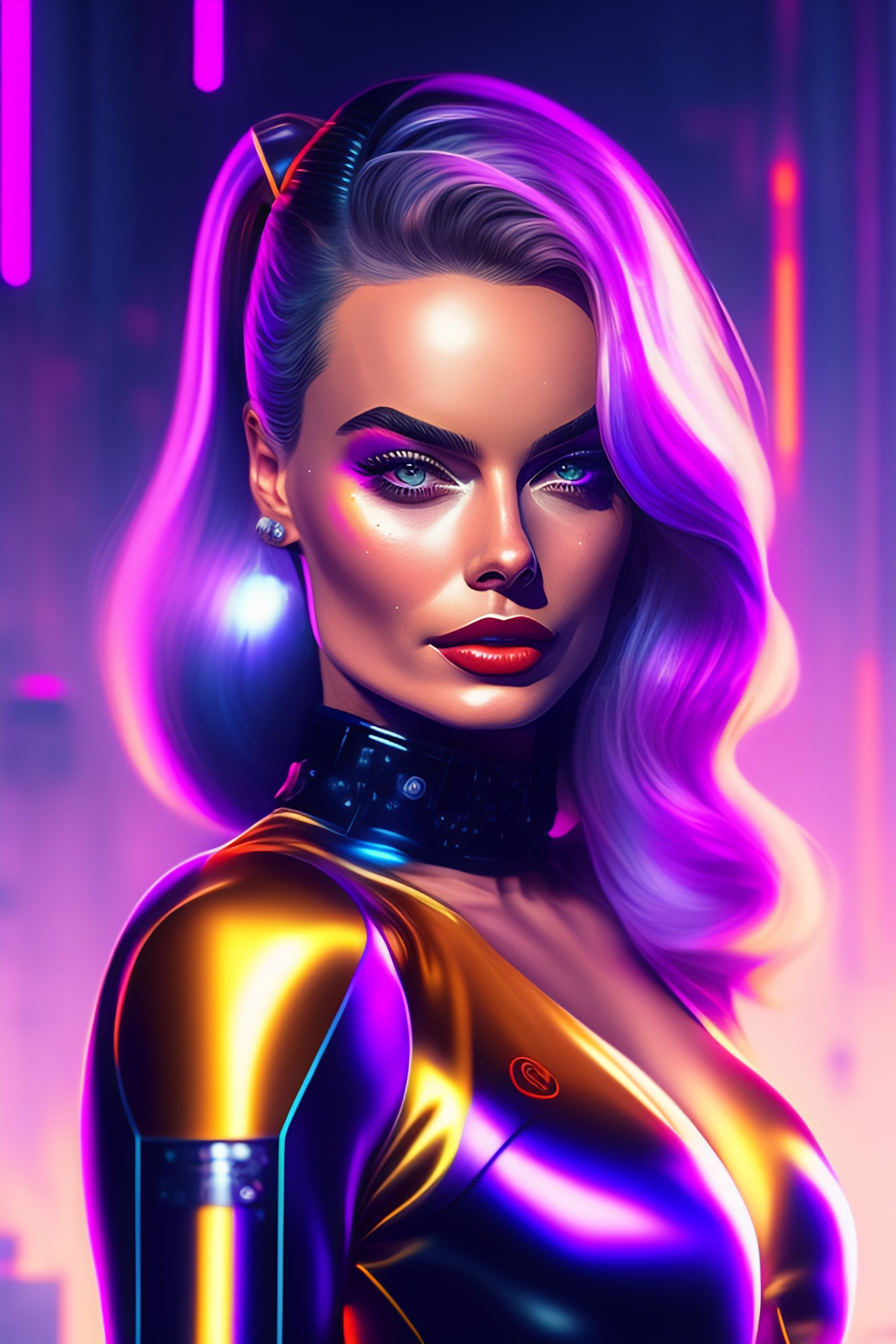 Lexica - Margot robbie, detailed full body portrait Neon Operator Girl ...