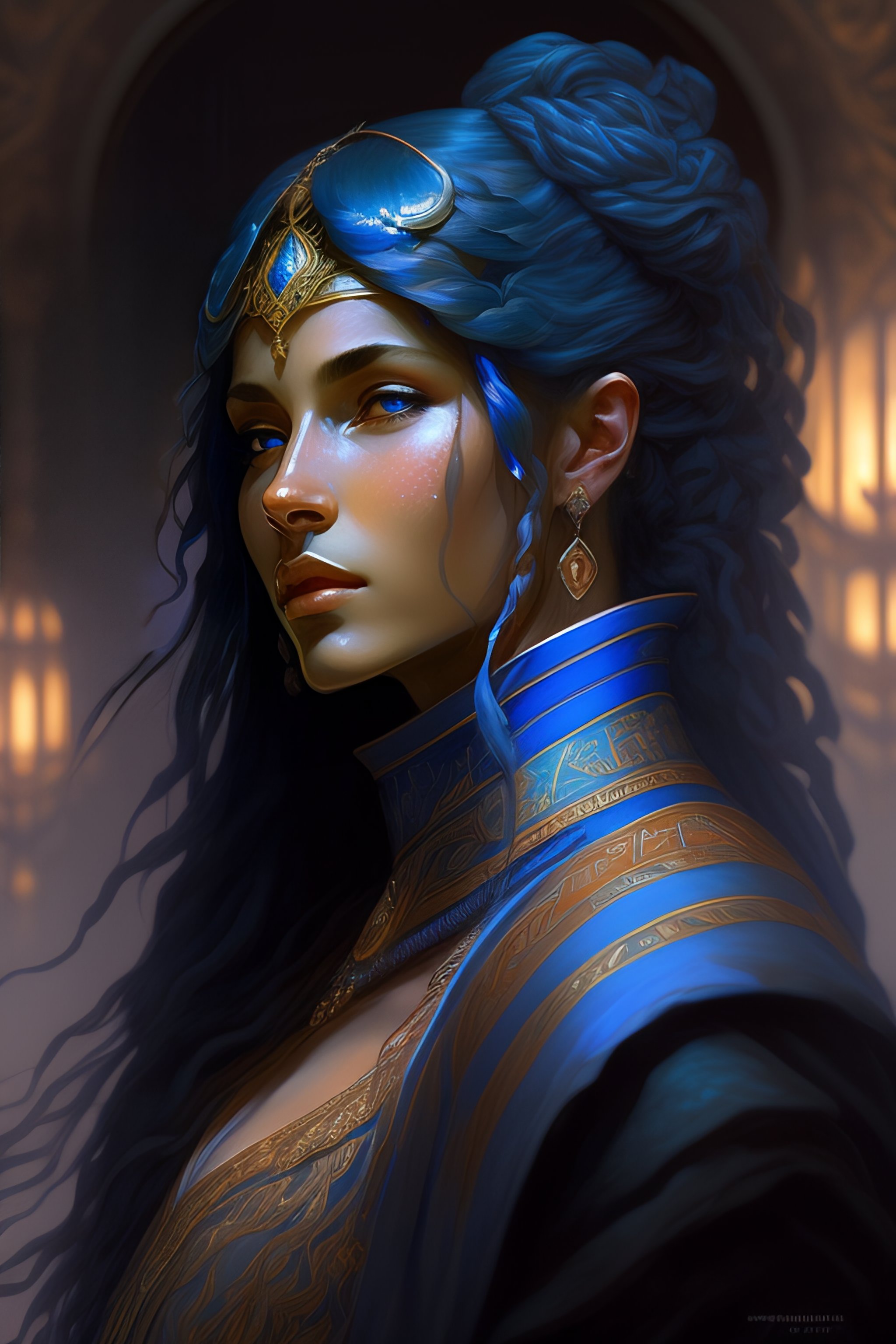 Lexica - Wide angle, blue skin genasi with a square jaw from d & d ...