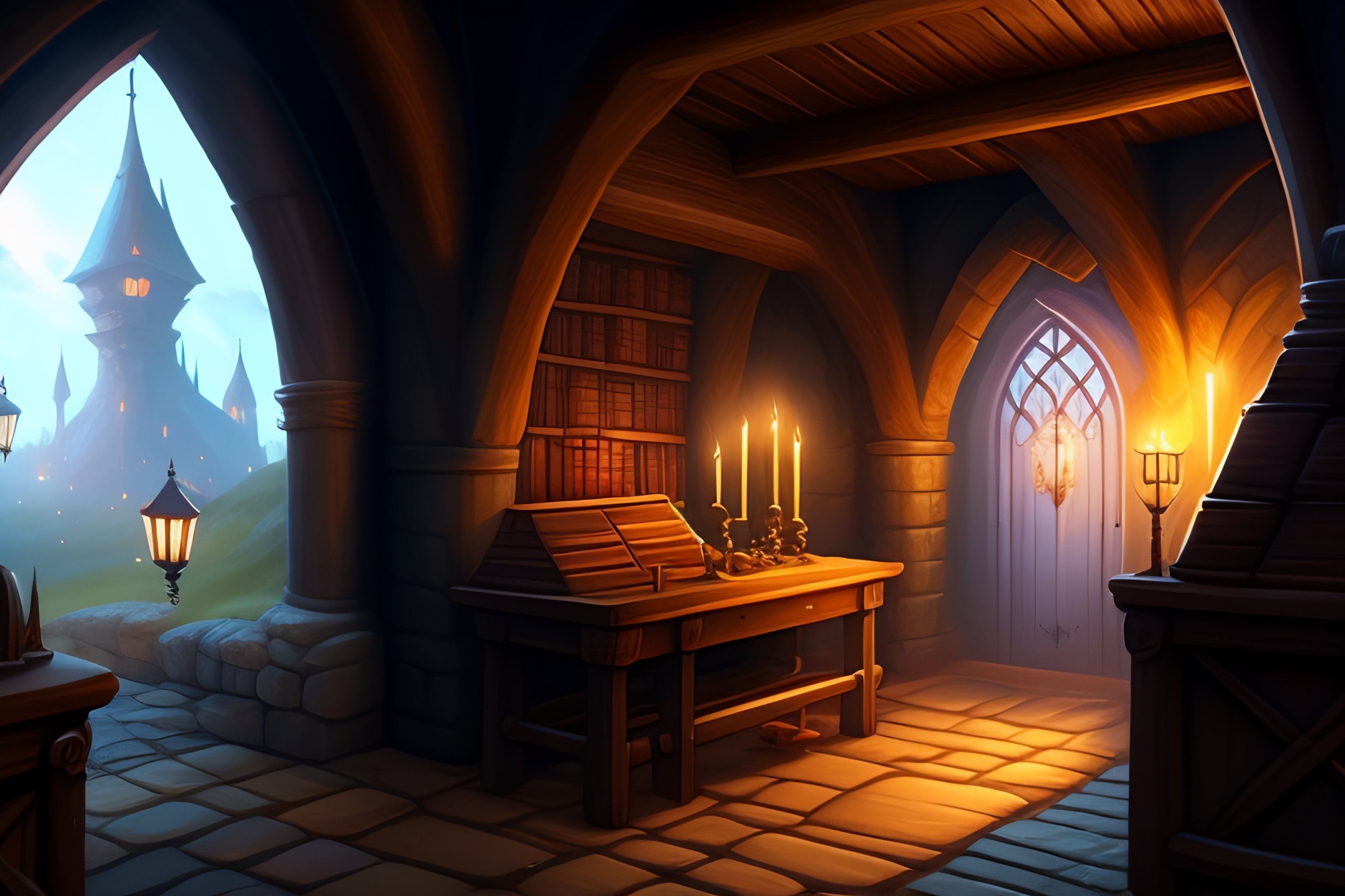 Lexica - Tiny medieval room, medieval, high fantasy capital city ...
