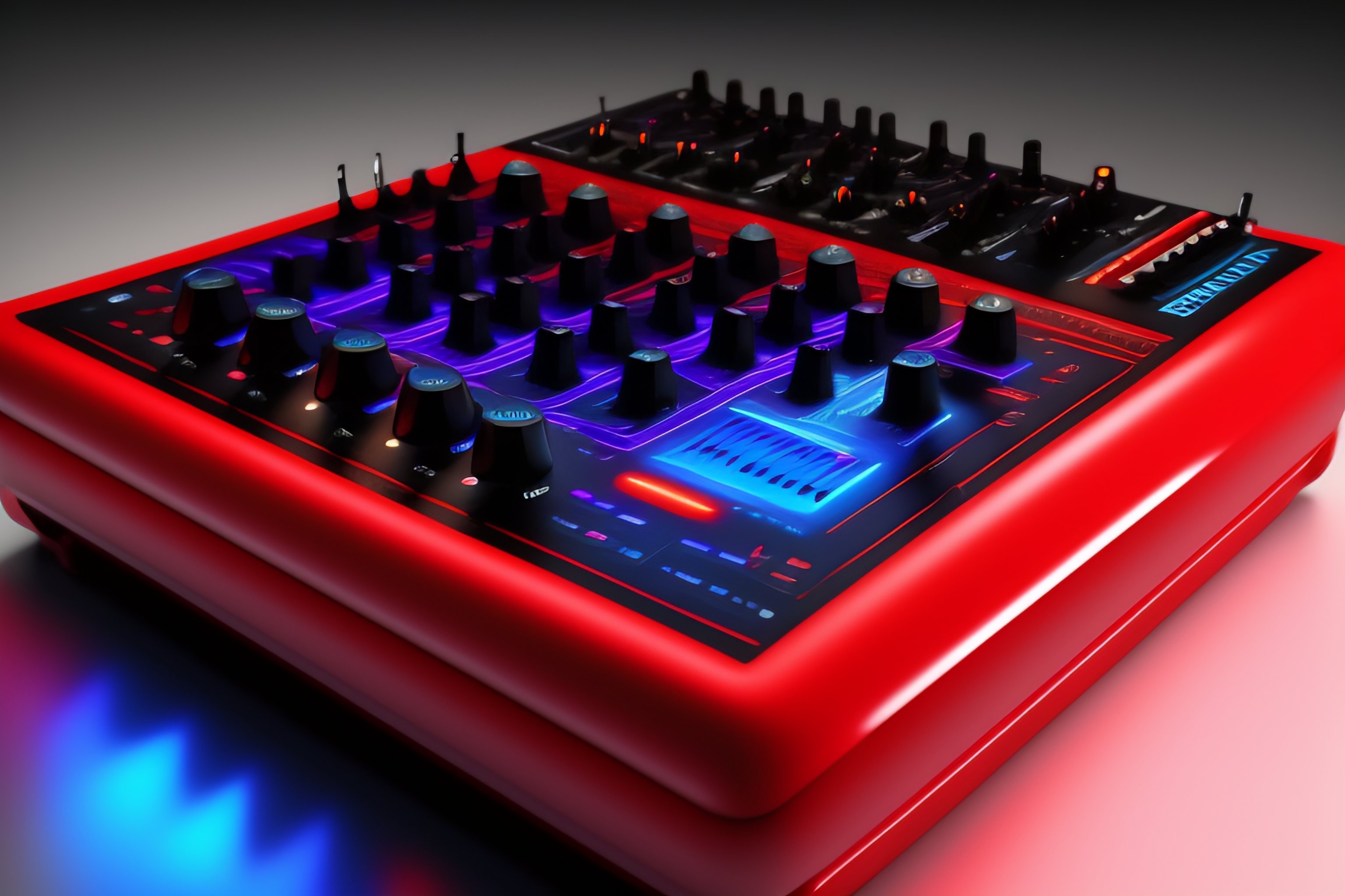 Lexica - Music desk synthesizer red blue dj apocalypse