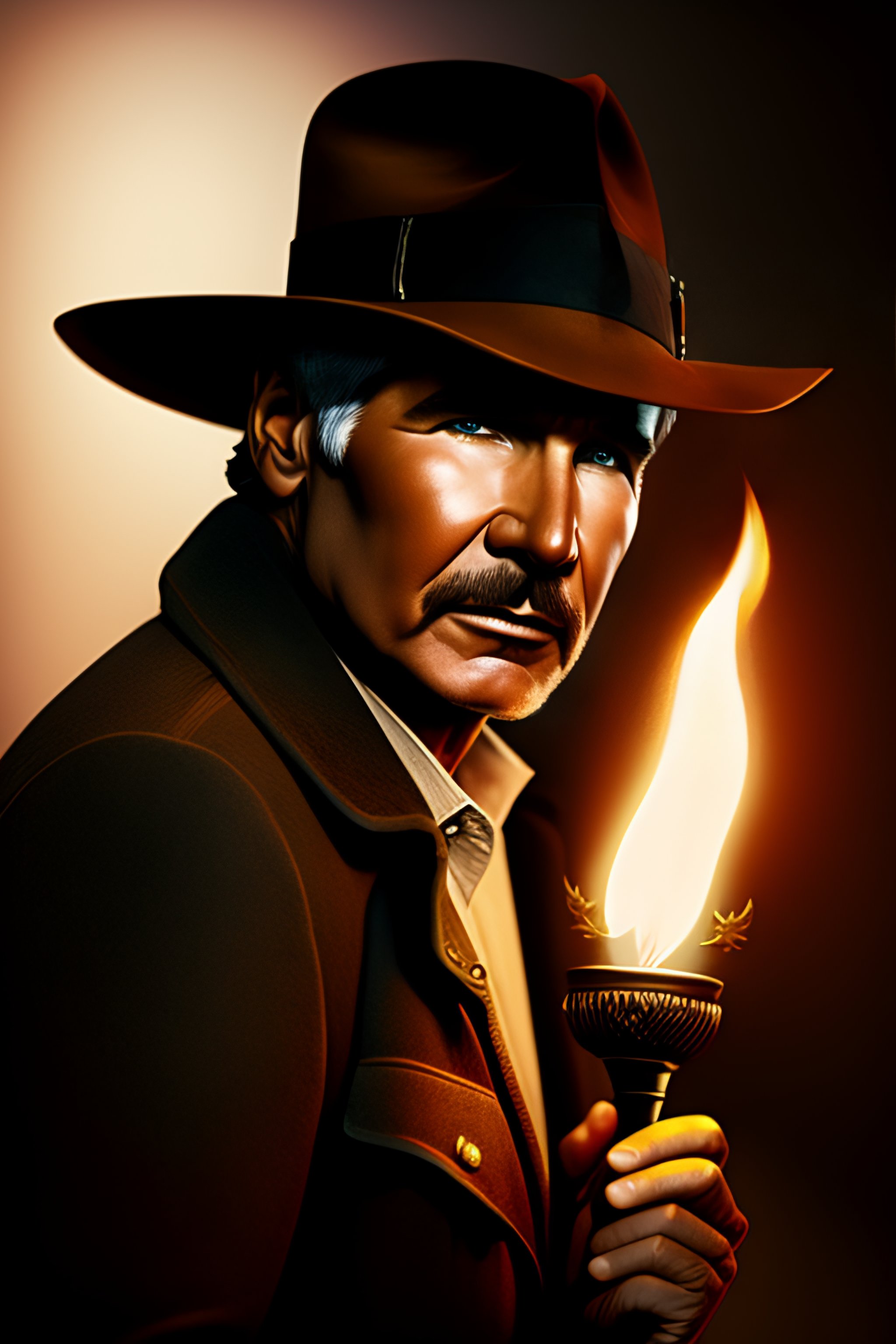 Lexica - Medium shot photo of Harrison Ford as Indiana Jones, holding ...