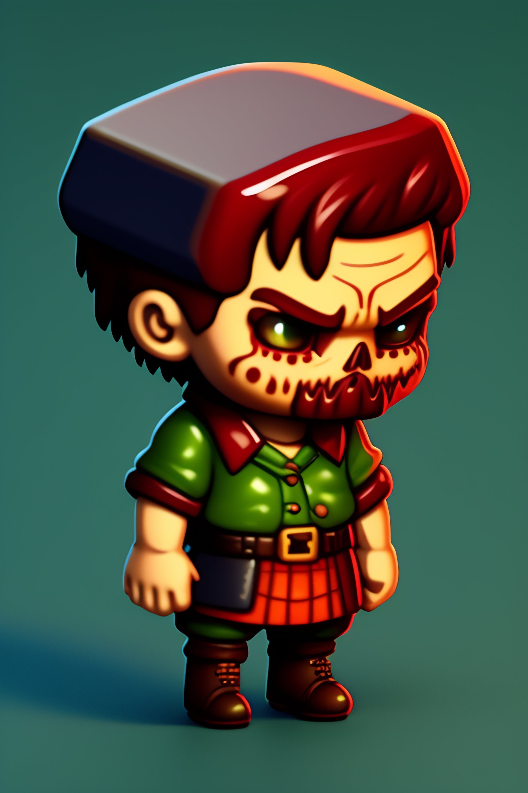 Lexica - Isometric render of a zombie character ::1, chibi art style