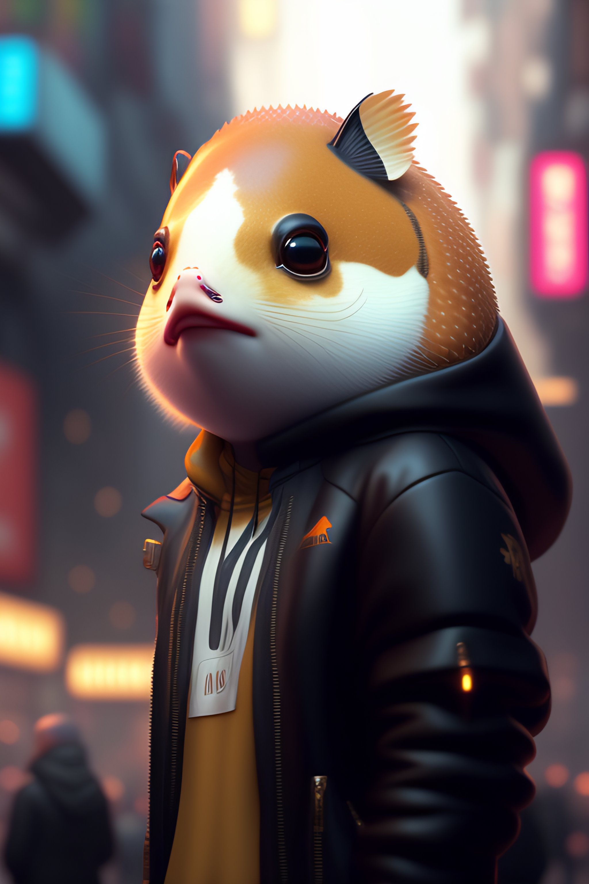 Lexica - Splash art of cute male anthropomorphic pufferfish in the ...