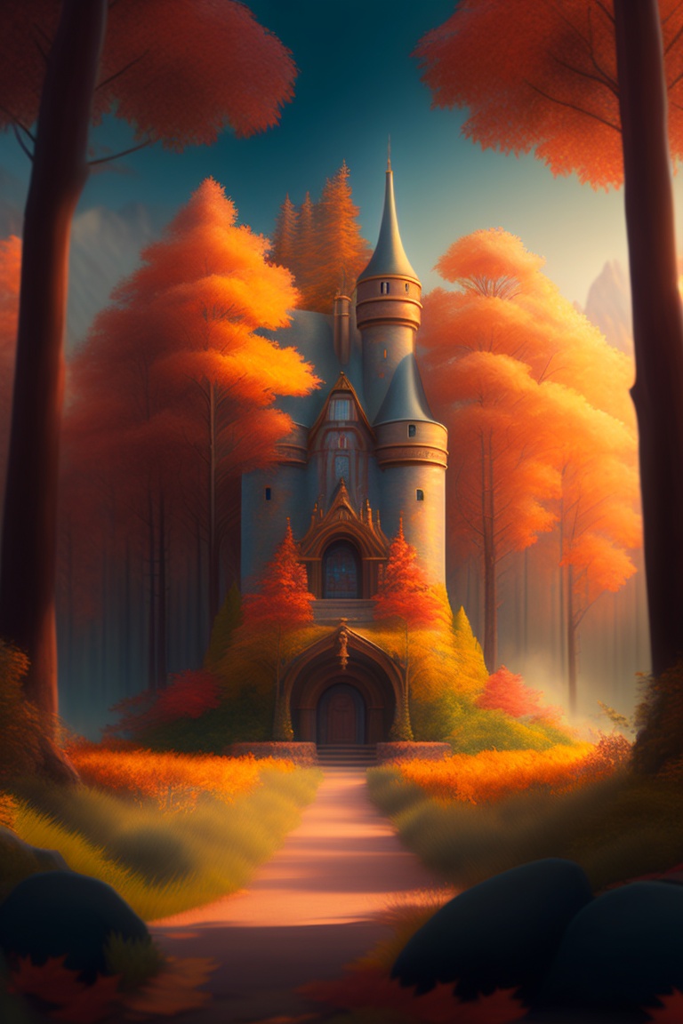 Lexica - A painting of a castle surrounded by trees, a detailed matte ...