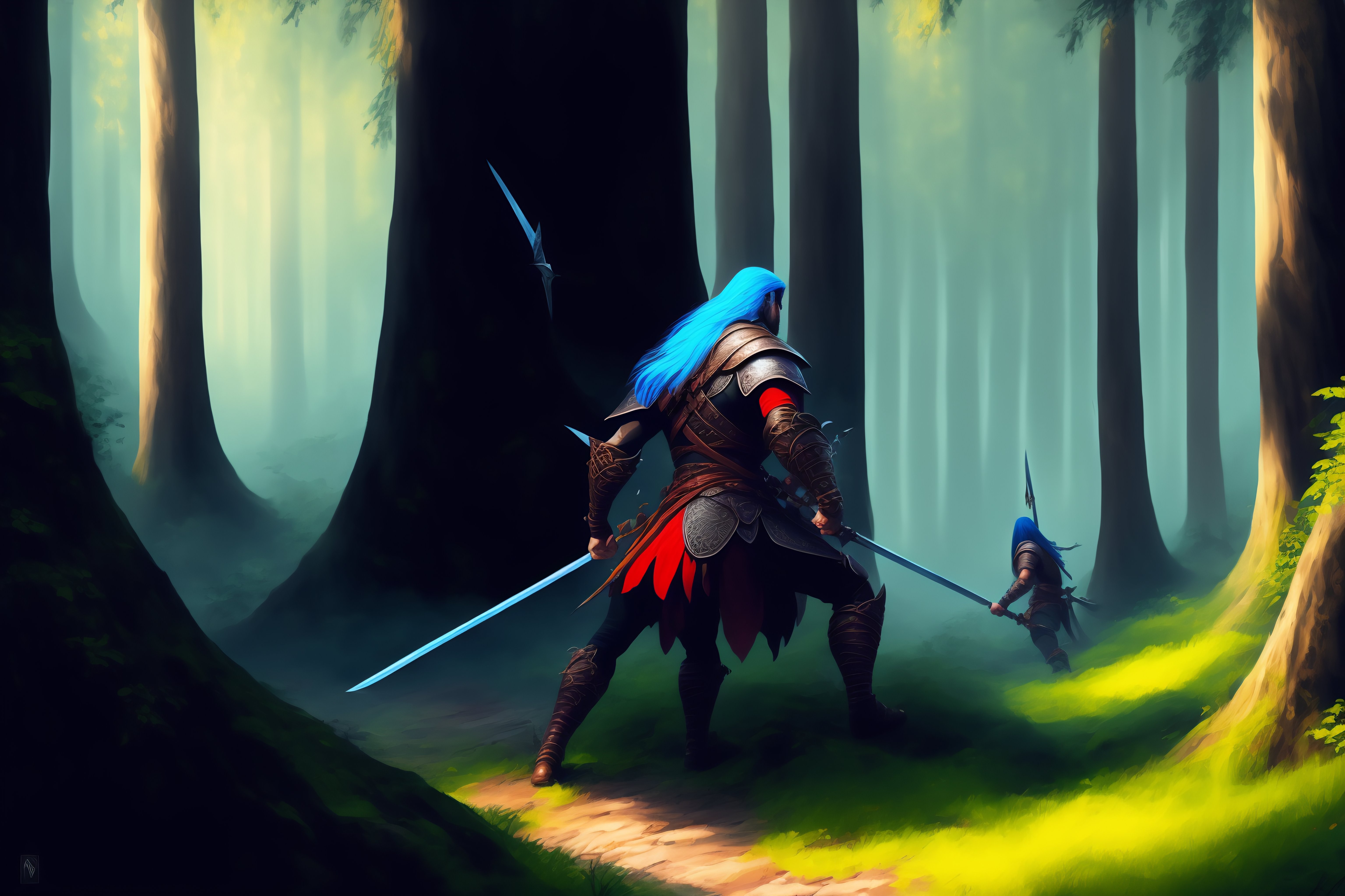 Lexica - Concept art digital painting of two warrior fighting in the ...