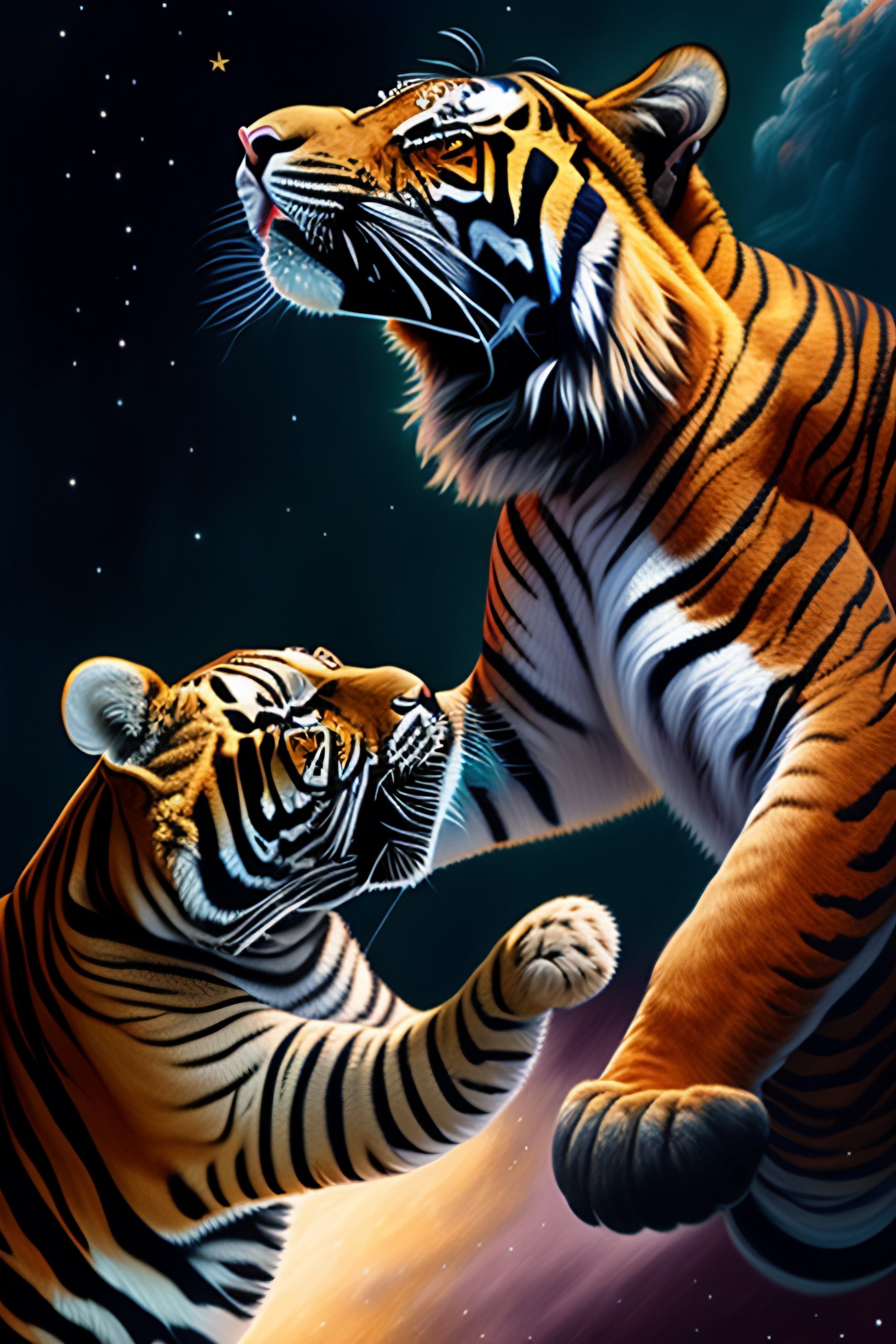 Lexica - Astronaut fights a tiger in new york