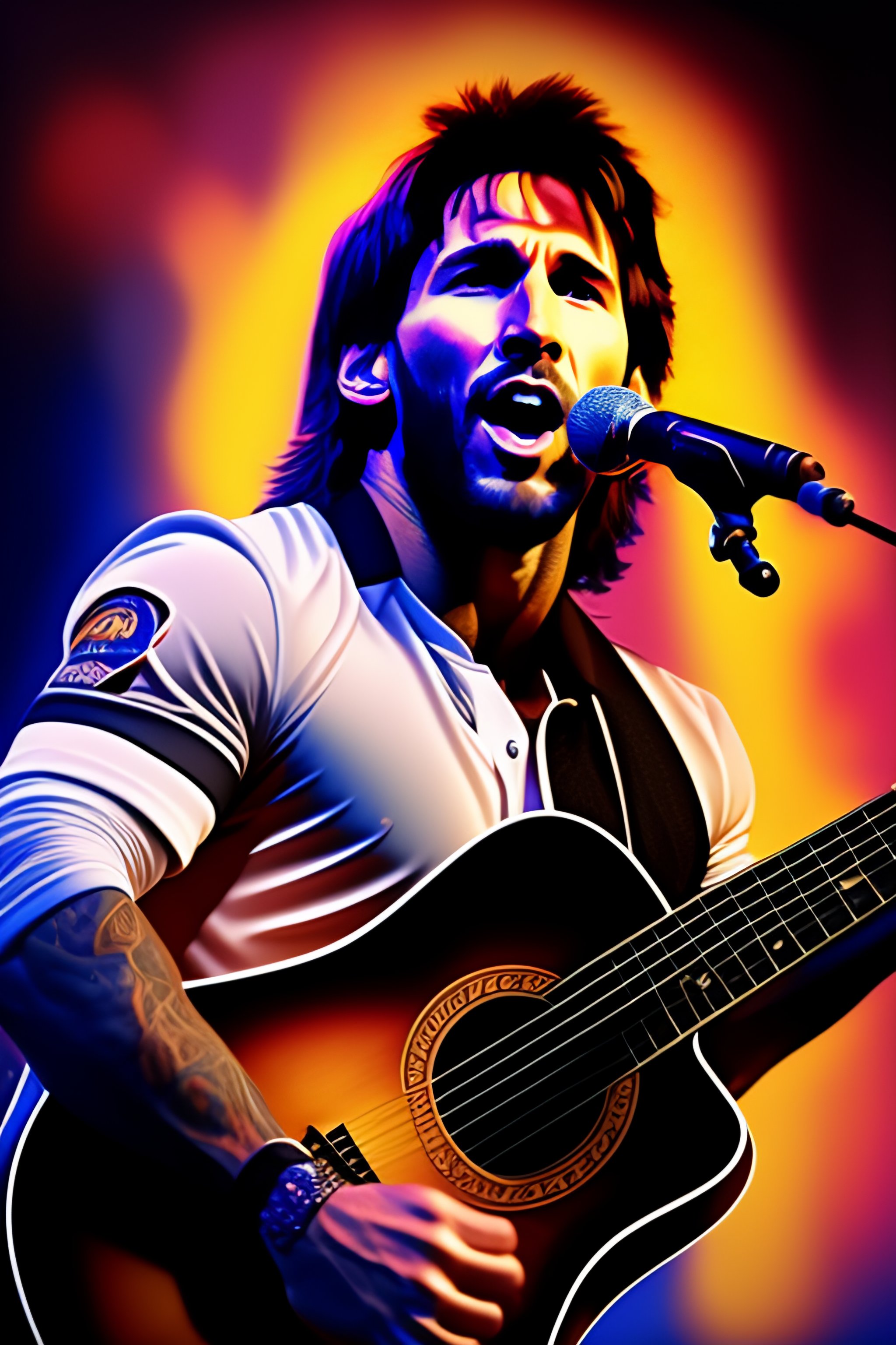Lexica - Portrait of Lionel Messi singing a song