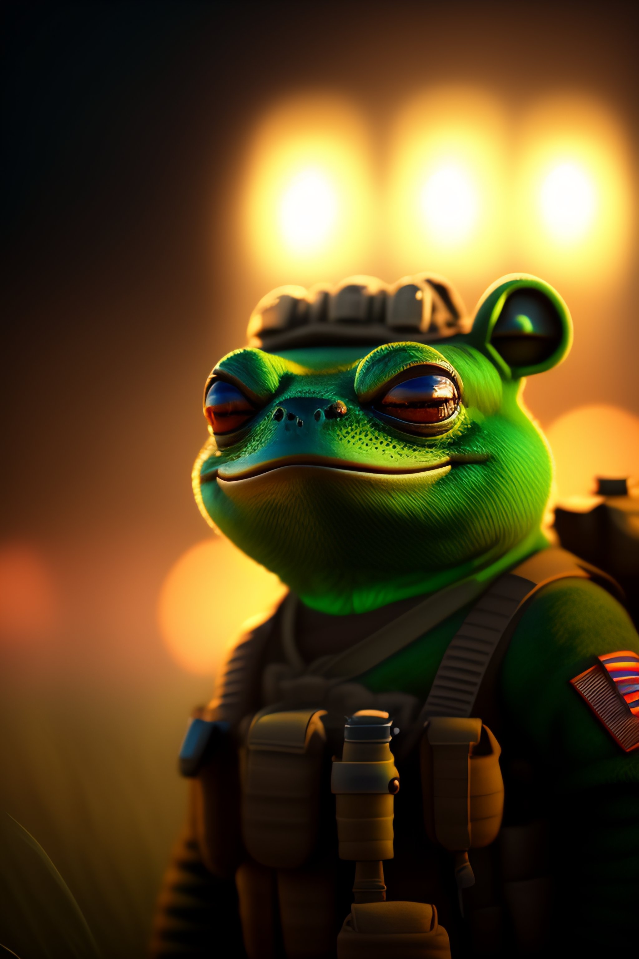 Lexica - An exhausted pepe the frog at the frontlines in the army at ...