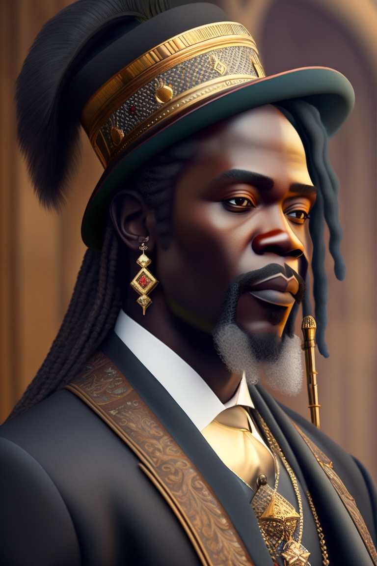 Lexica - Papa Legba with his cane, with white beards and his pipe, veve ...