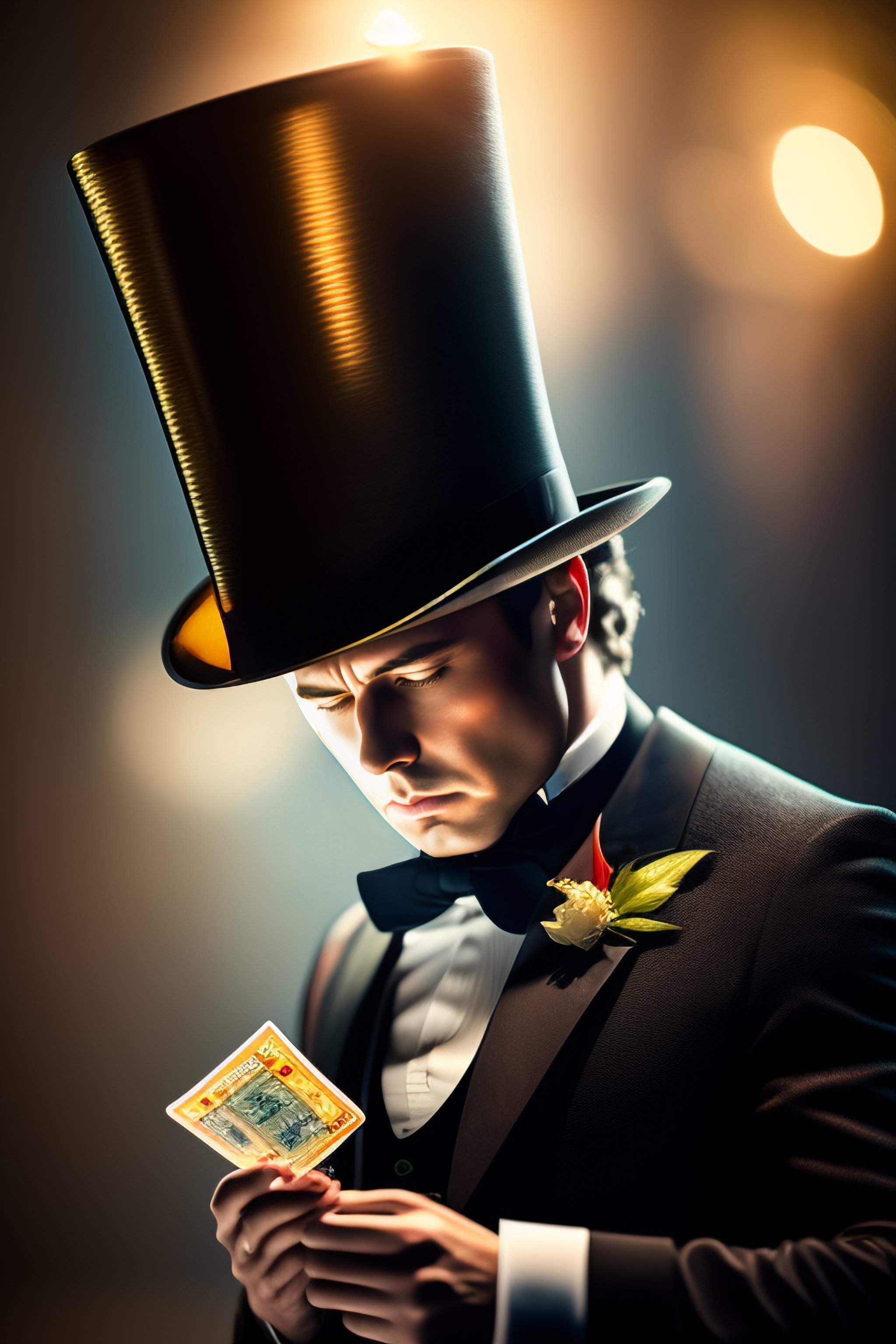 Lexica - A magician's top hat turned bottom up, with lottery tickets