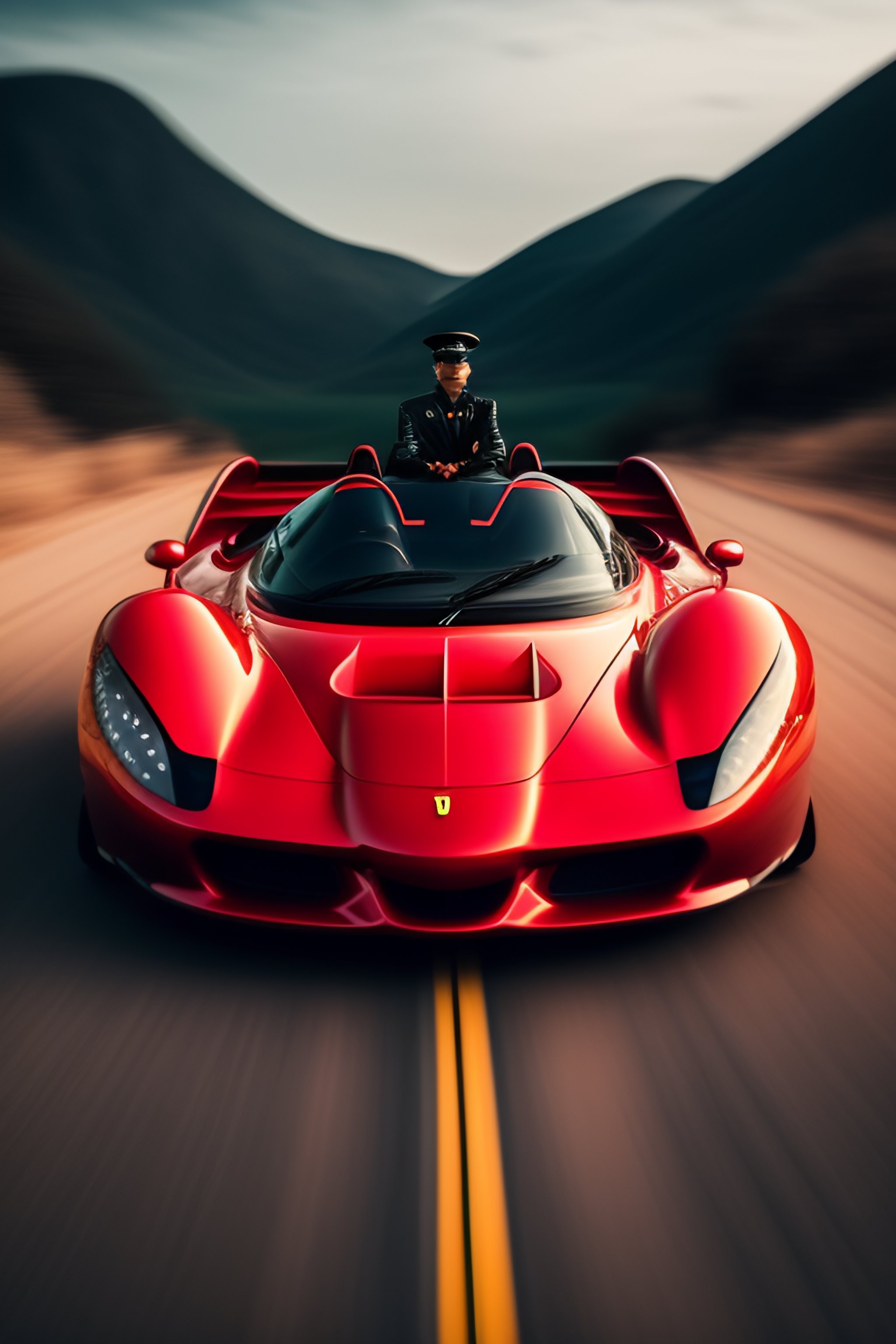 Lexica - Mickey mouse in a ferrari car