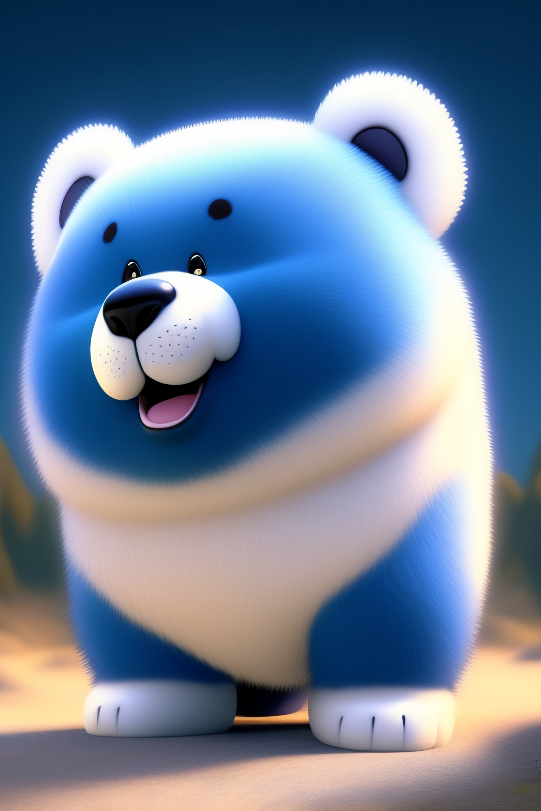 Lexica - Barnoo is a small, cute, loveable, furry blue bear with a big round face and round ears ...