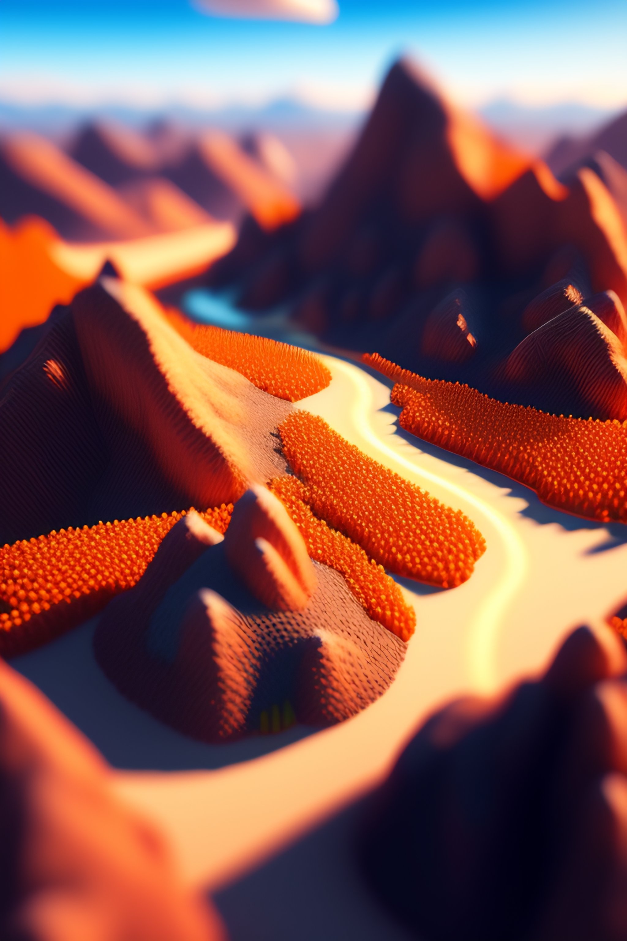 Lexica - 8k, Detailed photorealistic isometric valley in between mountain, pixel art, unreal ...