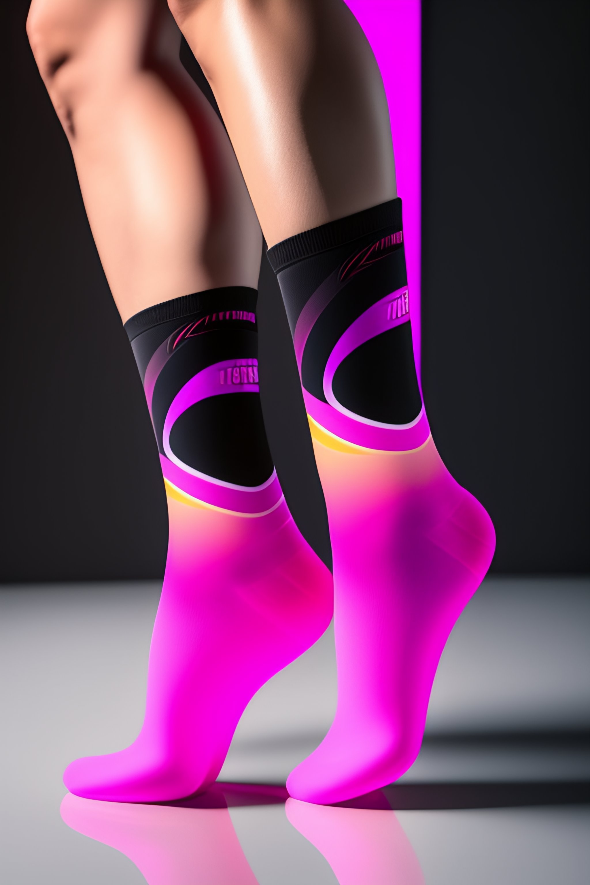 Lexica - Women setting show black and pink abstrat 3d socks color