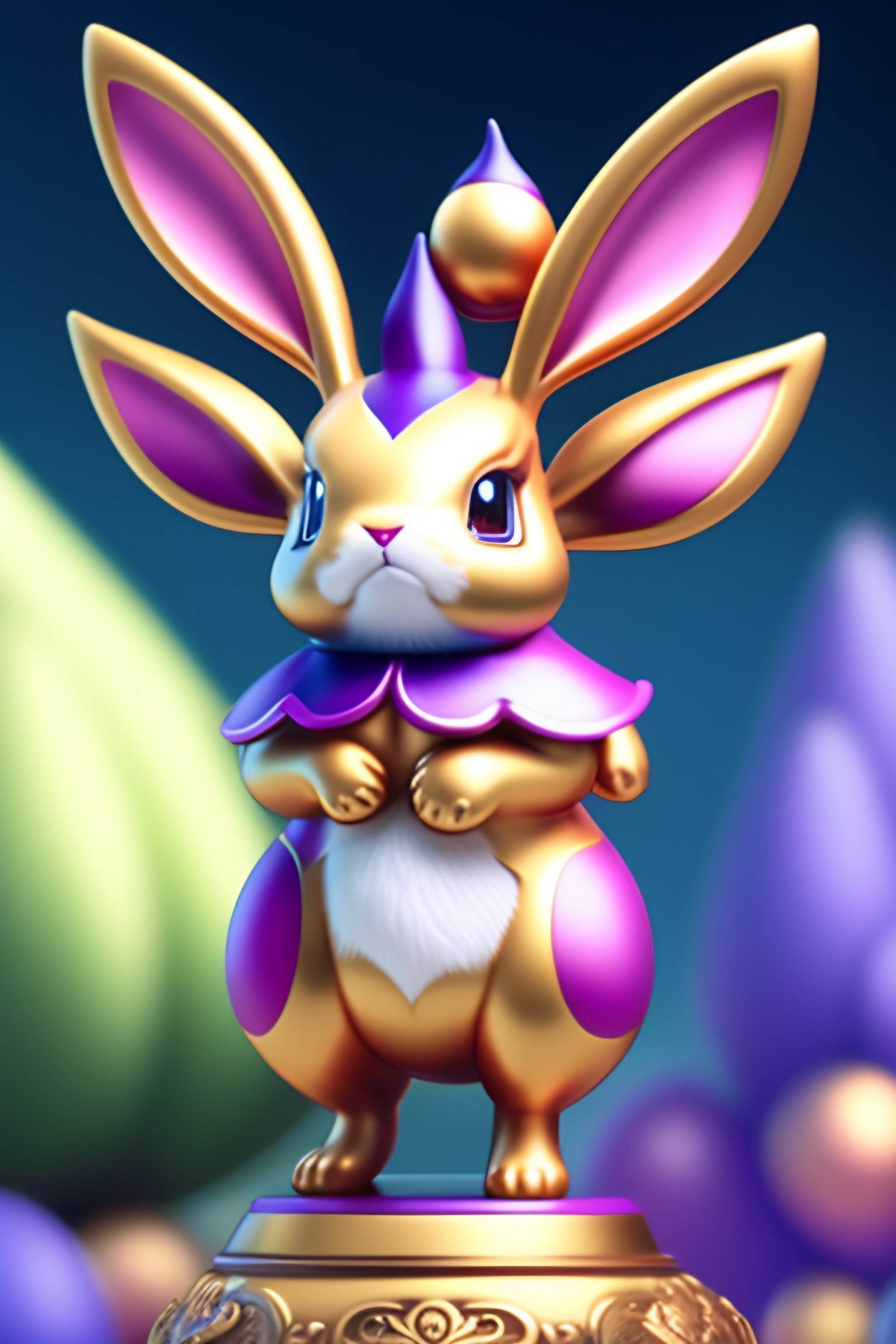 Lexica - A fairy type legendary Pokémon resembling a rabbit standing on ...