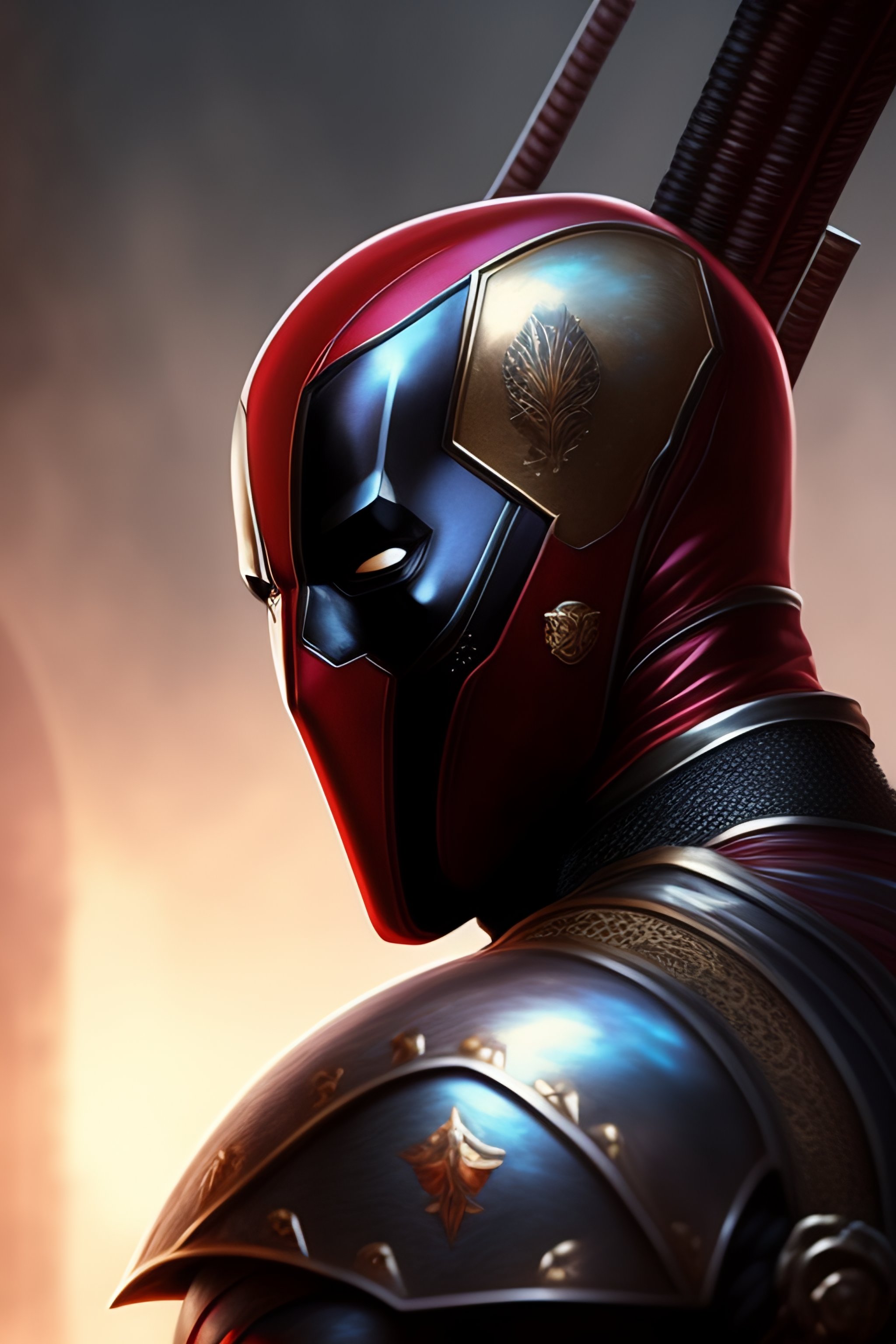 Lexica - Full body potrait muscular deadpool medieval knight portrait ...