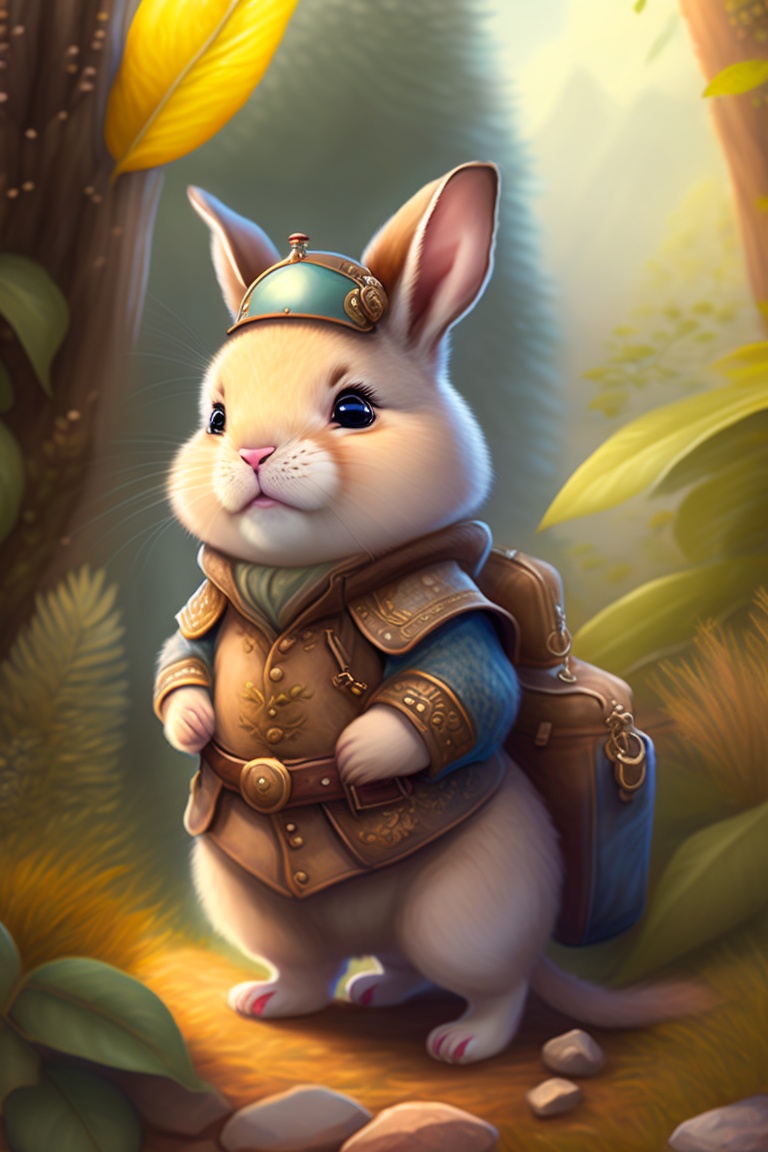 Lexica - Anthropomorphic illustration of a cute rabbit as an adventurer ...