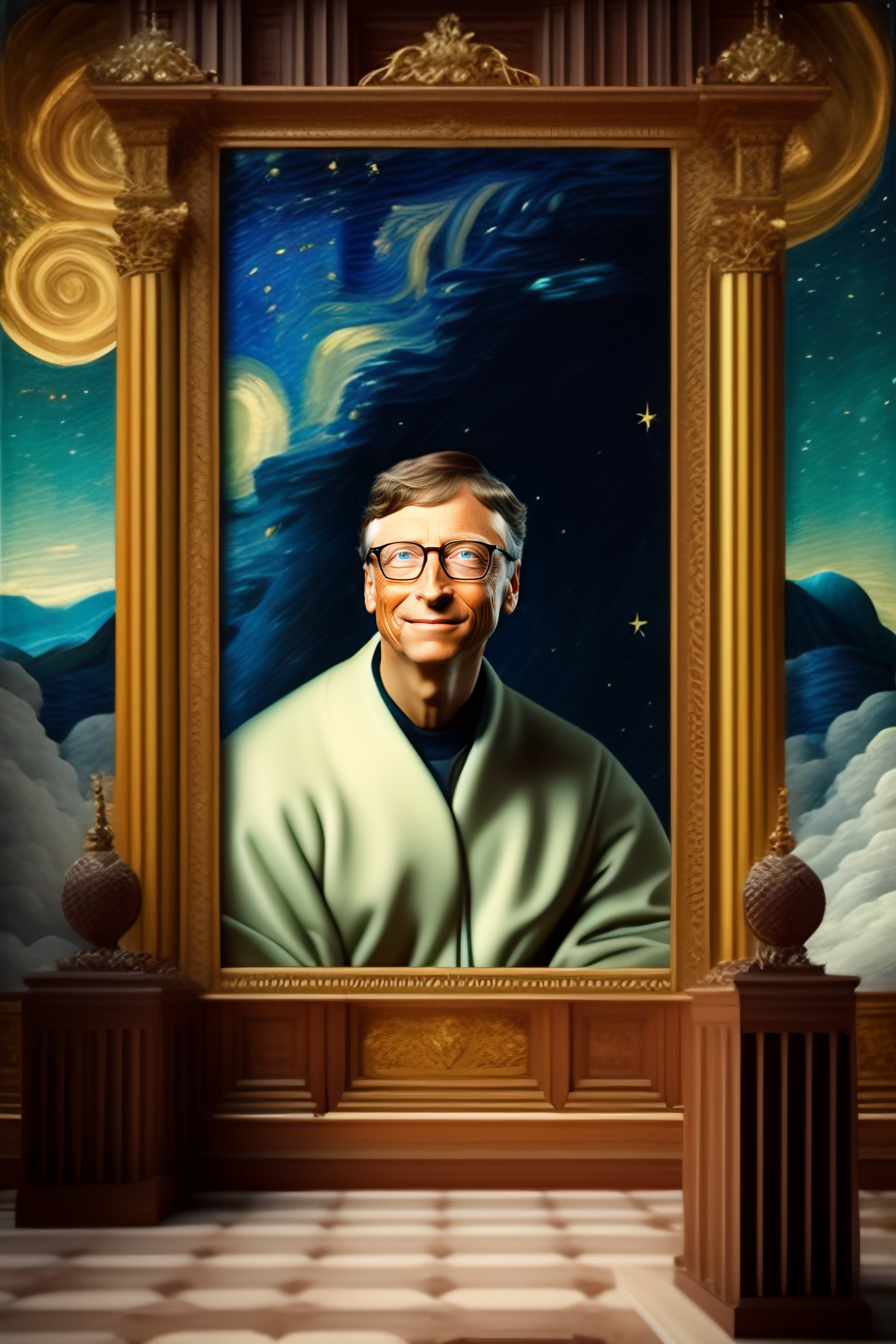 Lexica - Bill gates as god, heaven, portrait, renaissance painting, van ...