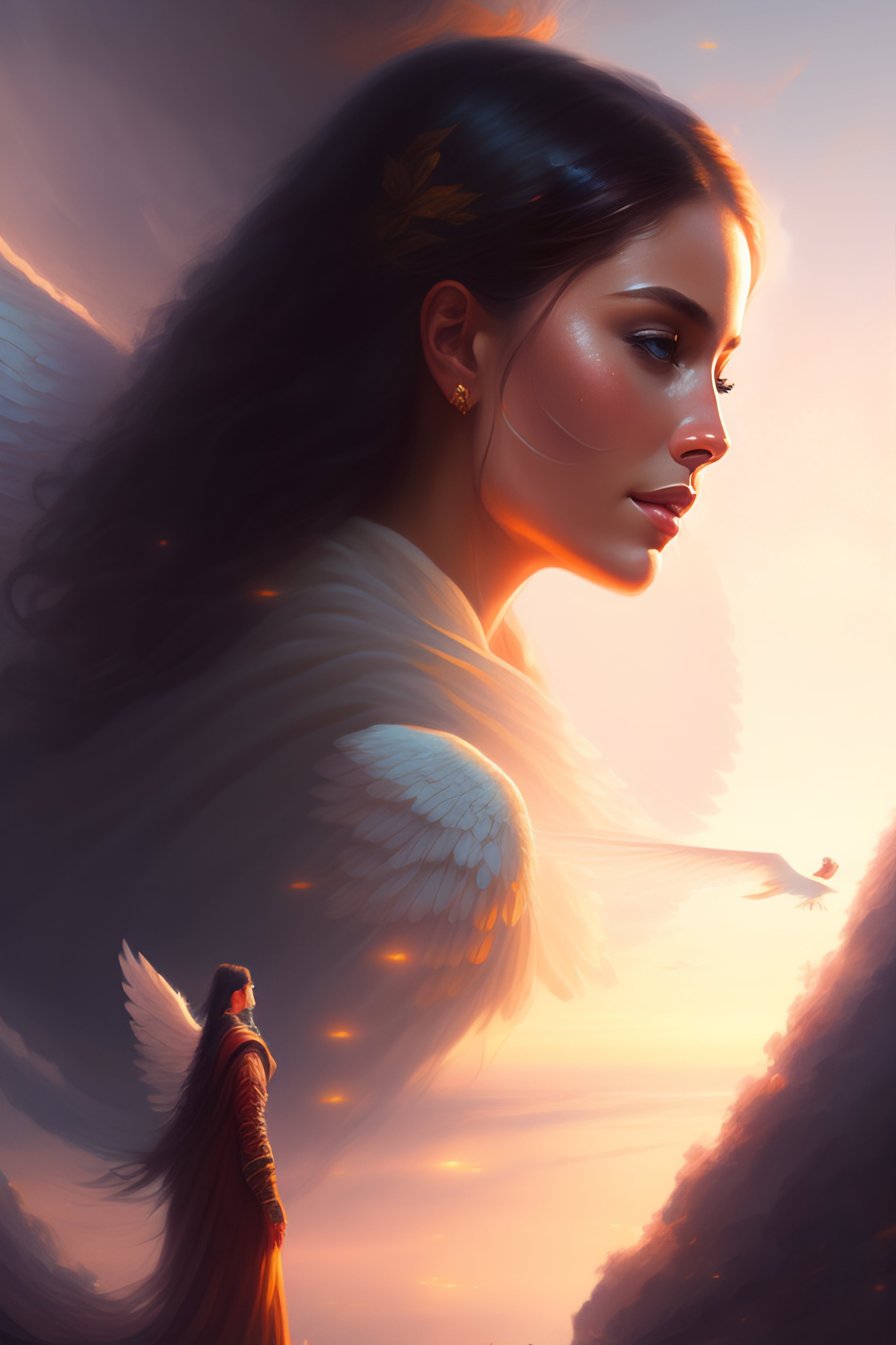 Lexica - A beautiful painting of angels descending from the sky by greg ...