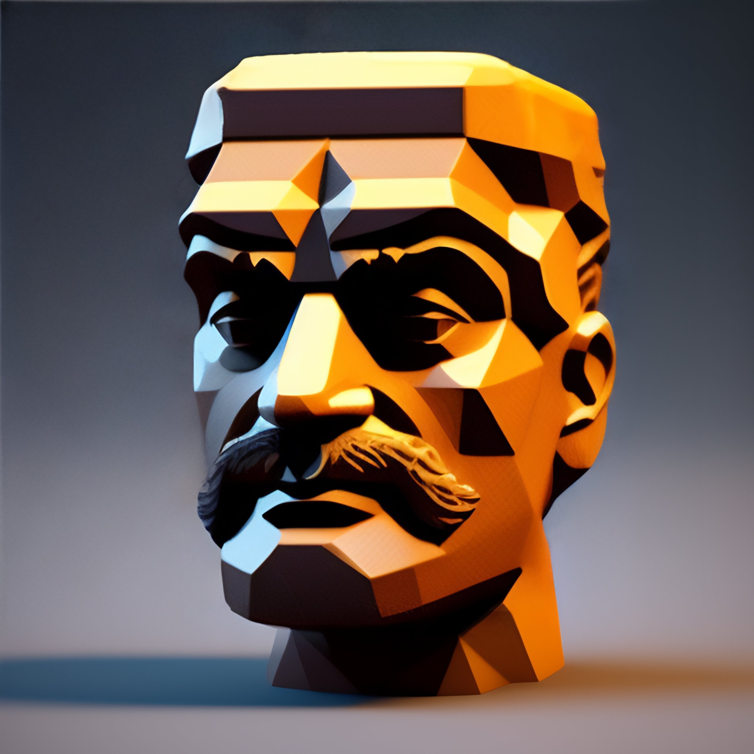Lexica - Low poly greek orator homer, head cube shaped