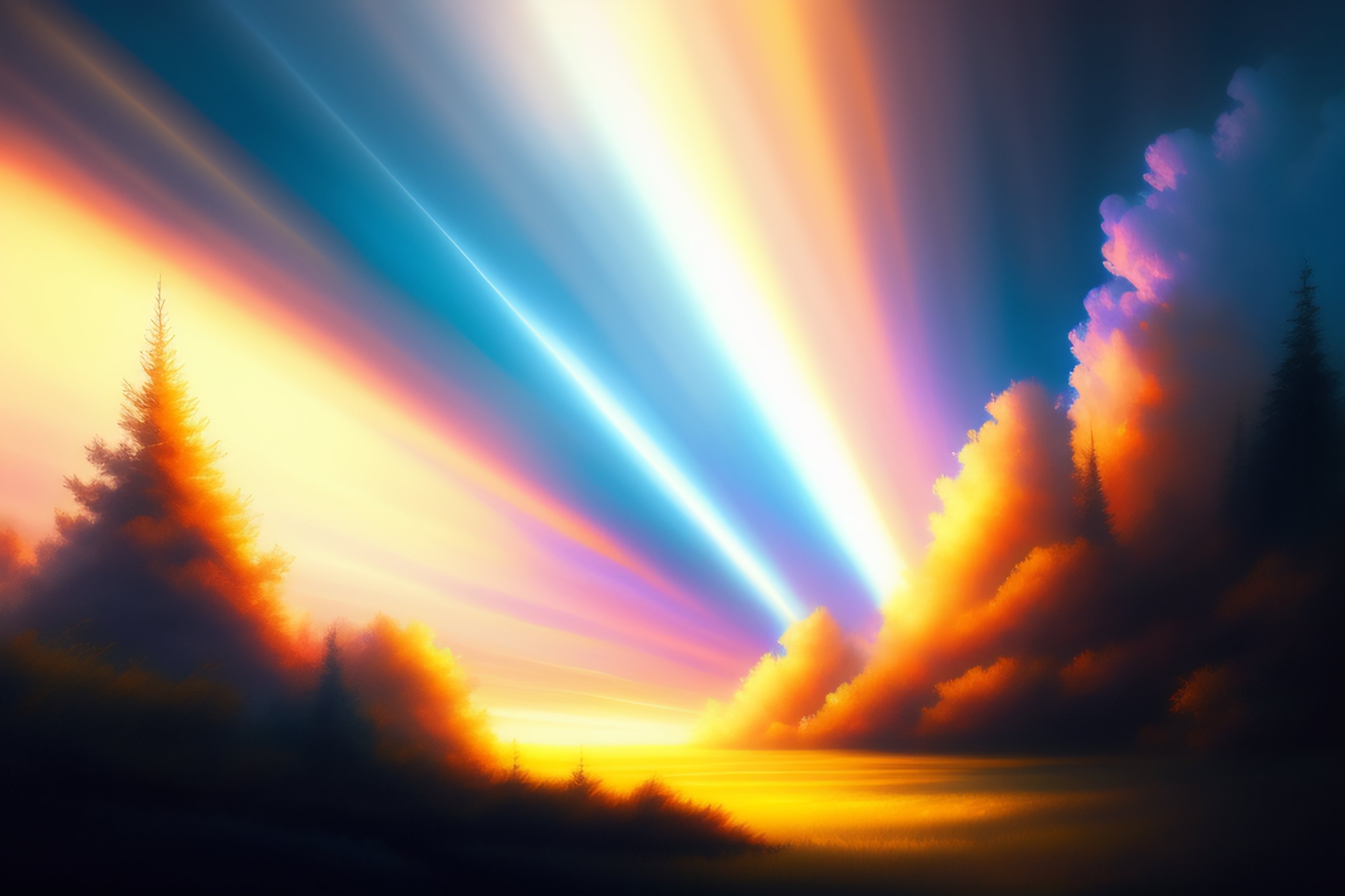 Lexica - Horizontal background, with clouds, splendor, angelic, rays of ...