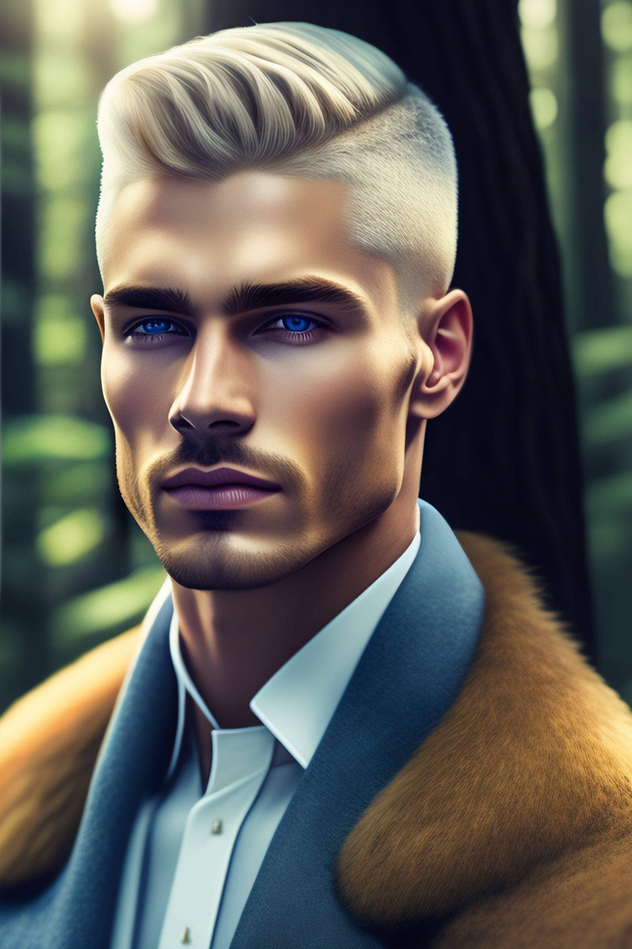 Lexica - A courageous man of thin build in the forest on a spring day ...