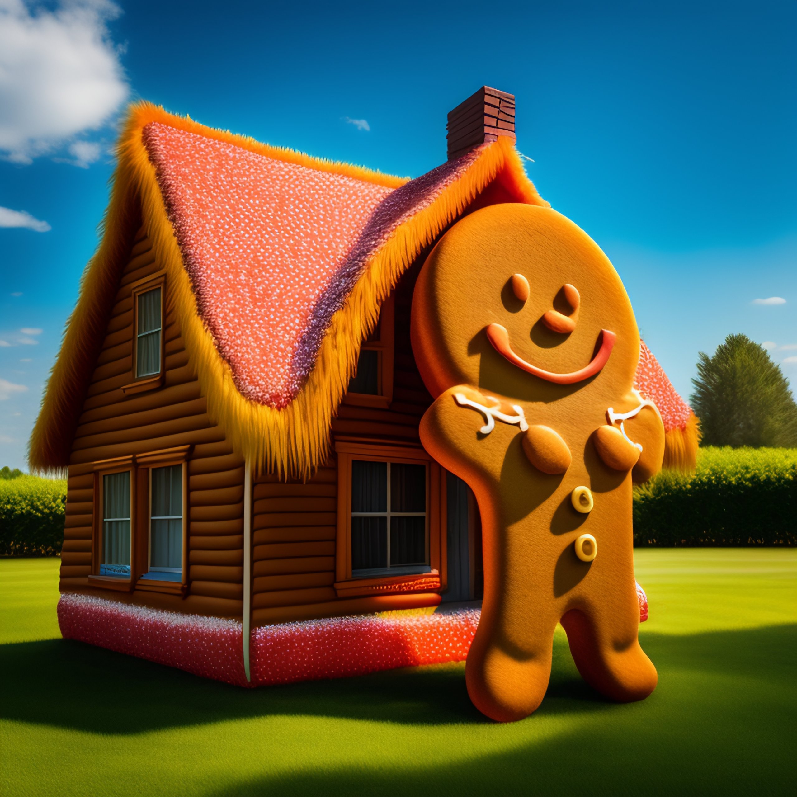 Lexica - The gingerbread man on a hot summer day outside of his ...