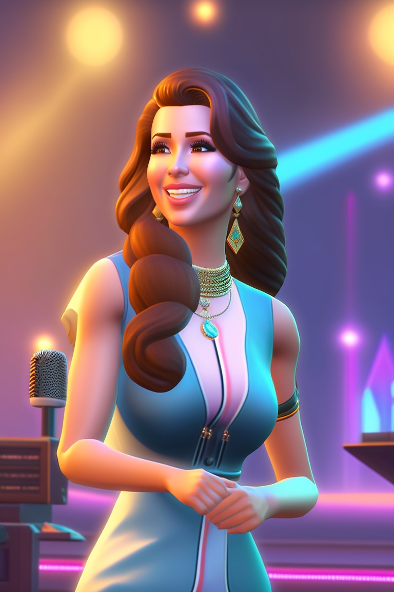 Lexica - Nancy ajram singing on a stage by a microphone, in the sims 4 ...