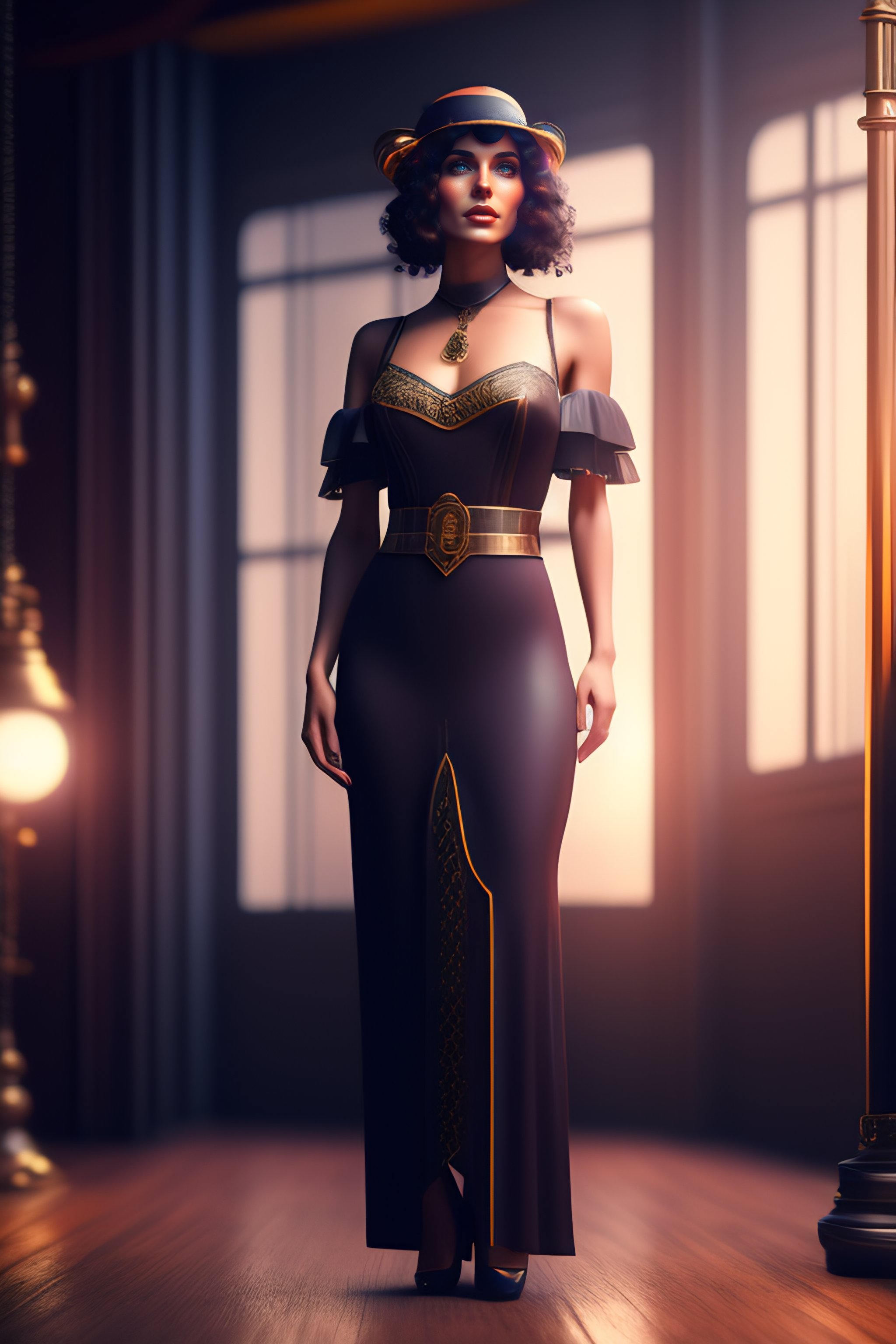 Lexica - Vintage fullbody shot 1920's electronik vintage trance club girl nightgrown, 1820 ...