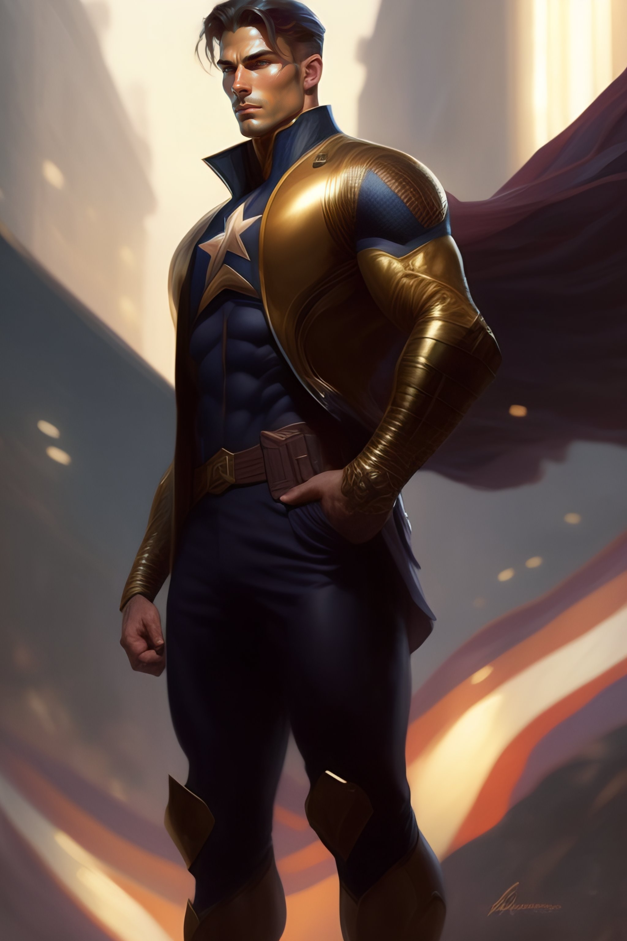 Lexica - Full body potrait thin muscular captain america standing with ...