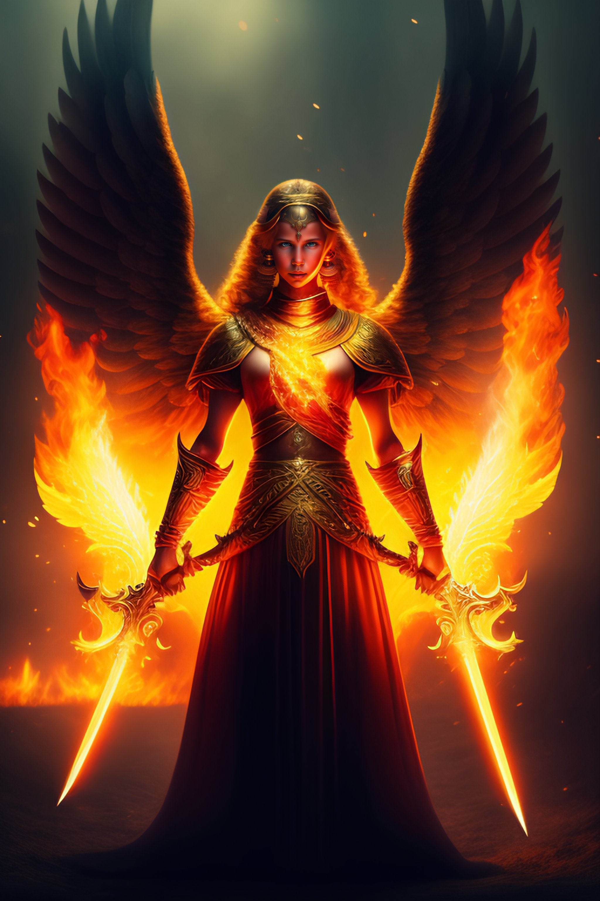 Lexica - An angel wielding a sword made of fire
