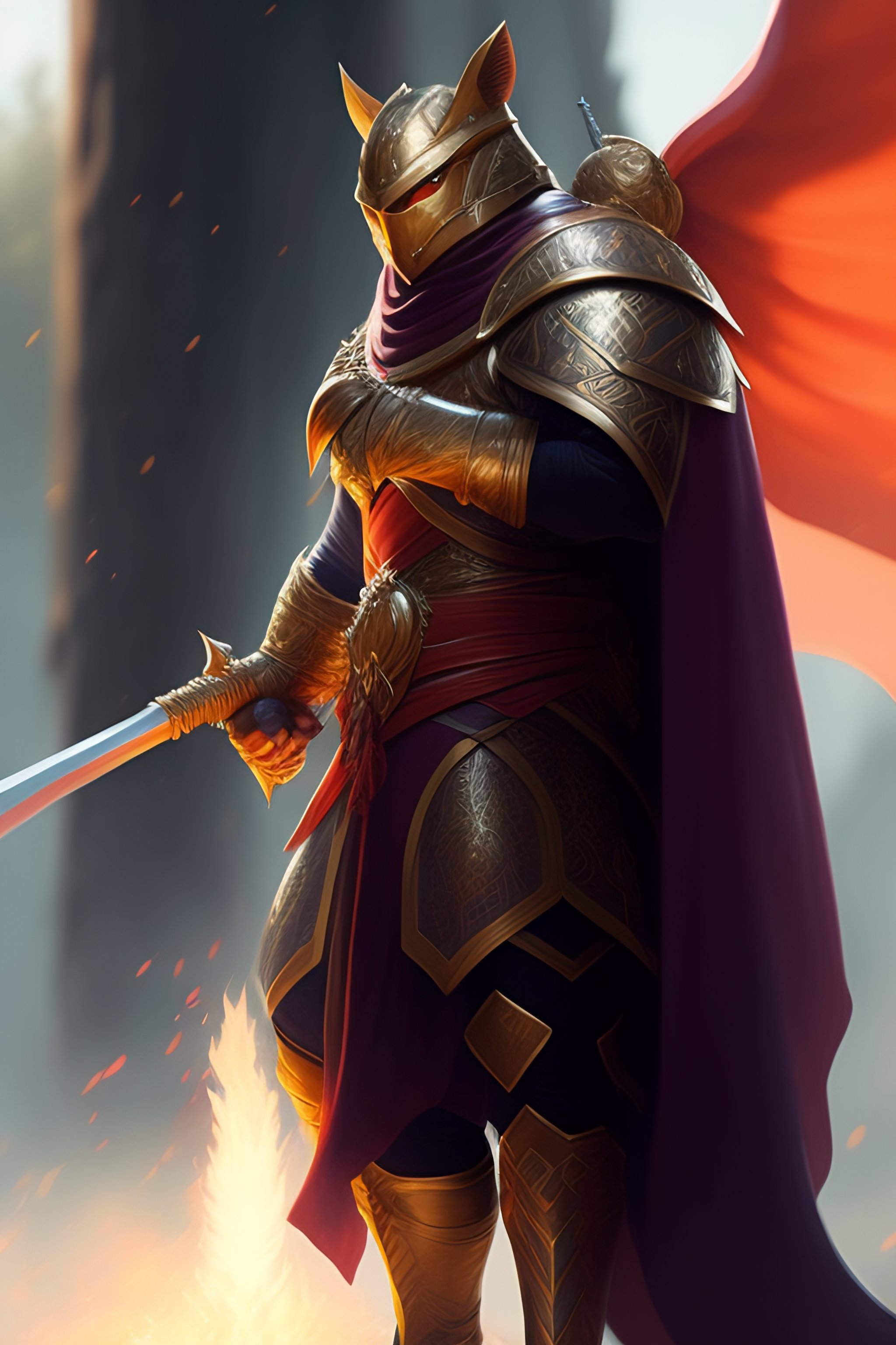 Lexica - Anthropomorphic turtle hero paladin fighting with war mace ...