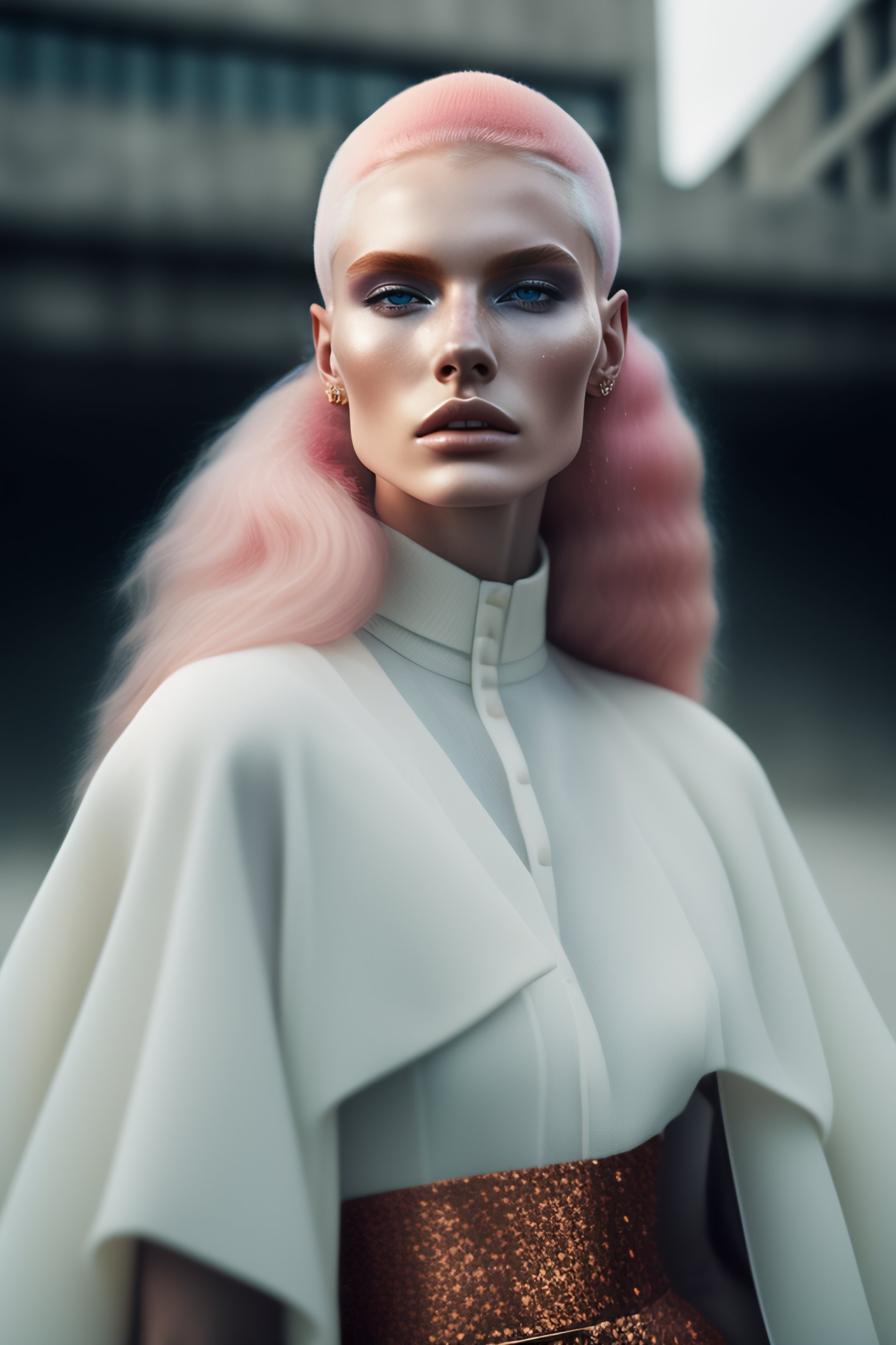 Lexica - Portrait of haute couture beautiful albino fashion model with ...