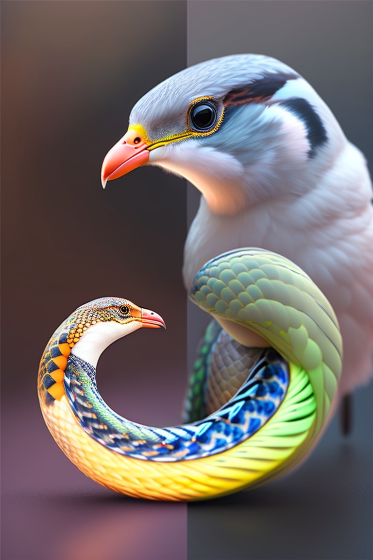 Lexica - "Create an image of a snake demonstrating prudence and a dove ...