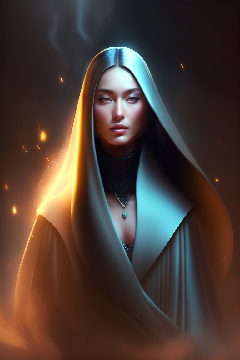 Lexica - Ghostly woman, graceful, flowing robes, wispy, glowing dark ...