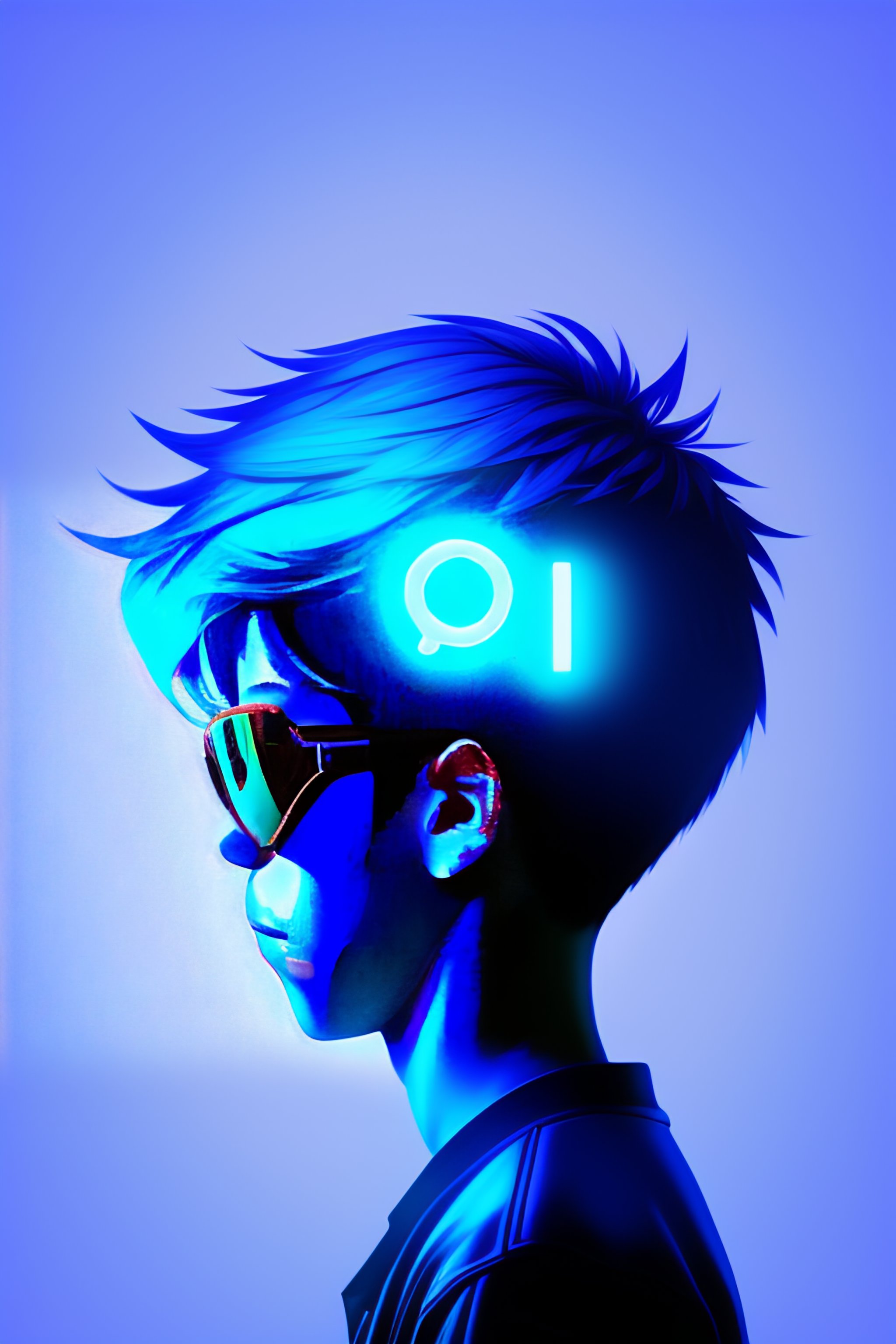Lexica - A silhouette of a gamer boy, cartoon style, blue background ...