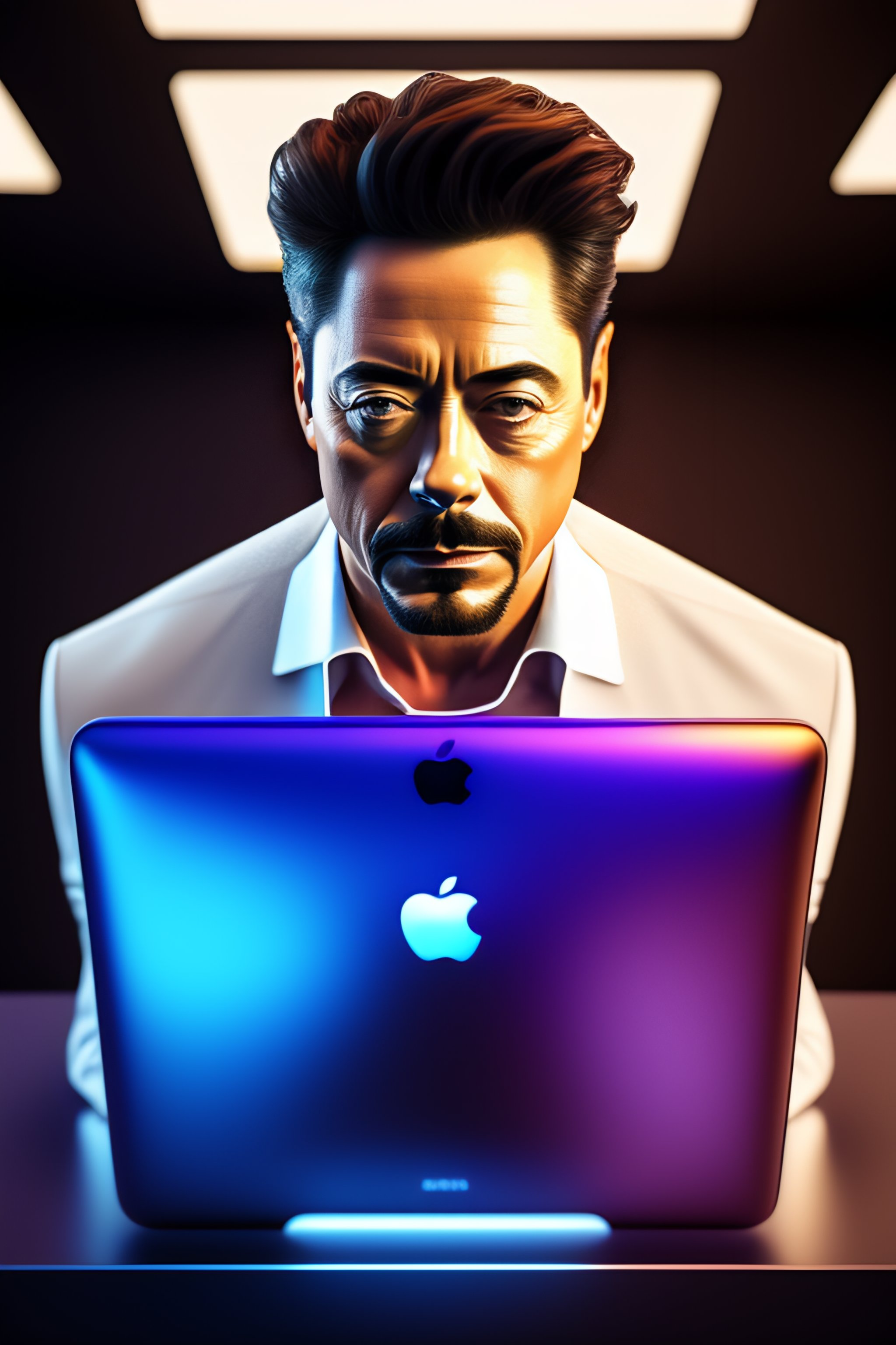 Lexica - Tony Stark working at the Genius Bar in an Apple store, alex ...