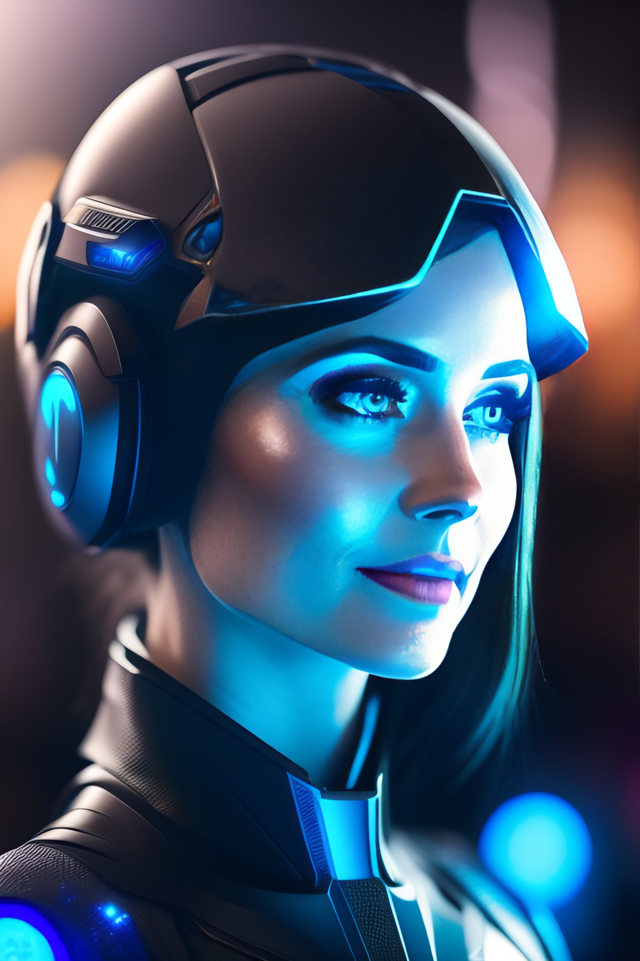 Lexica - Cortana hologram from halo with headpones on