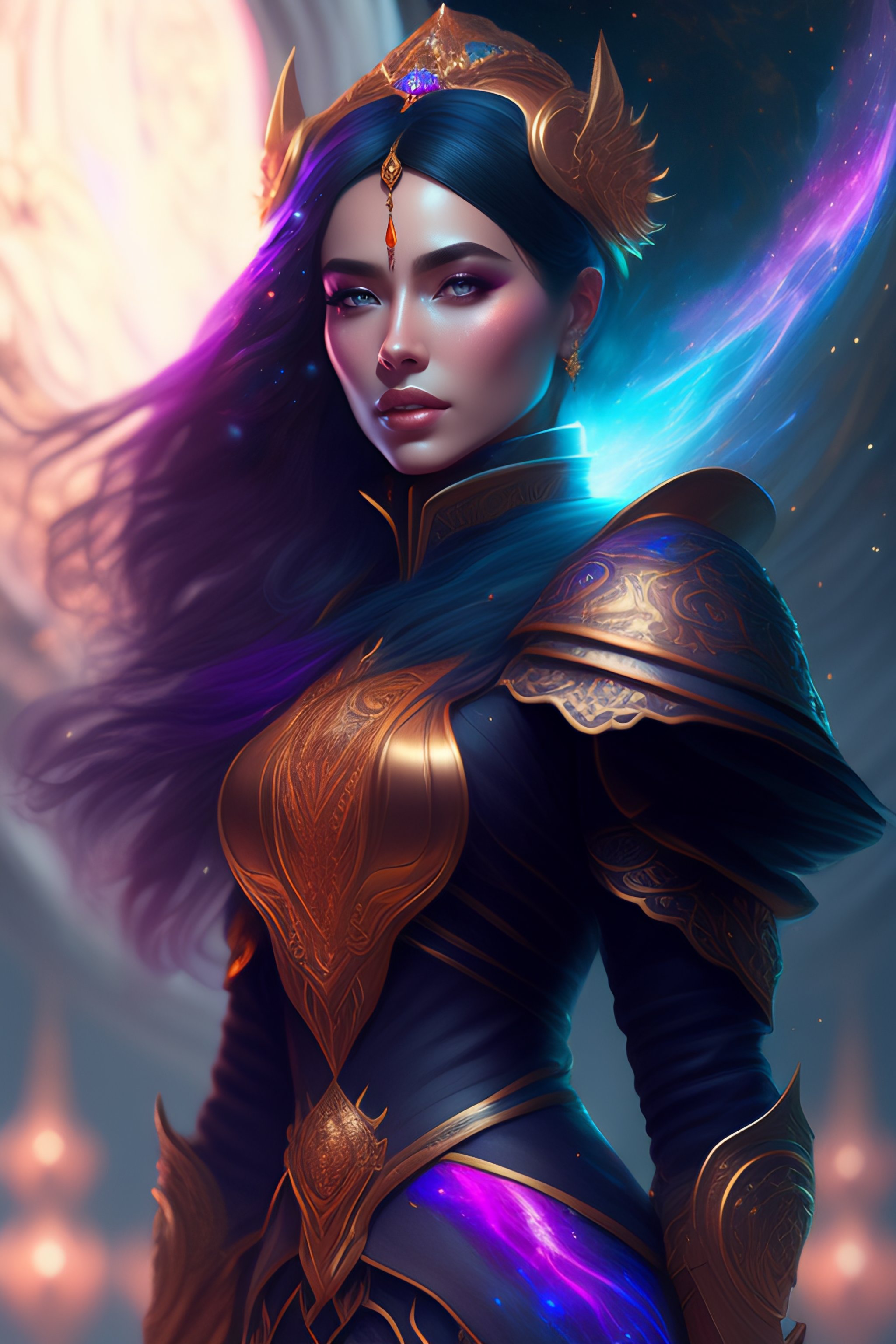 Lexica - Cosmic sorceress, nebulas, galactic, Concept art portrait by ...