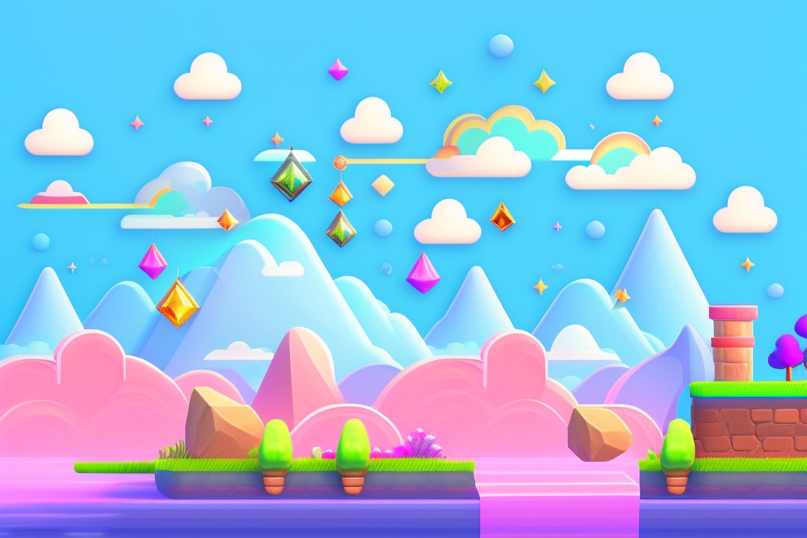 Lexica - 2D illustration, Kirby Star Allies, daylight, map, game areas ...