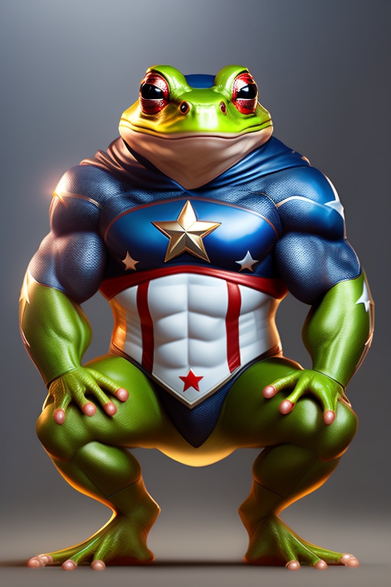Lexica - Frog images like captain america, frog body, captain america ...