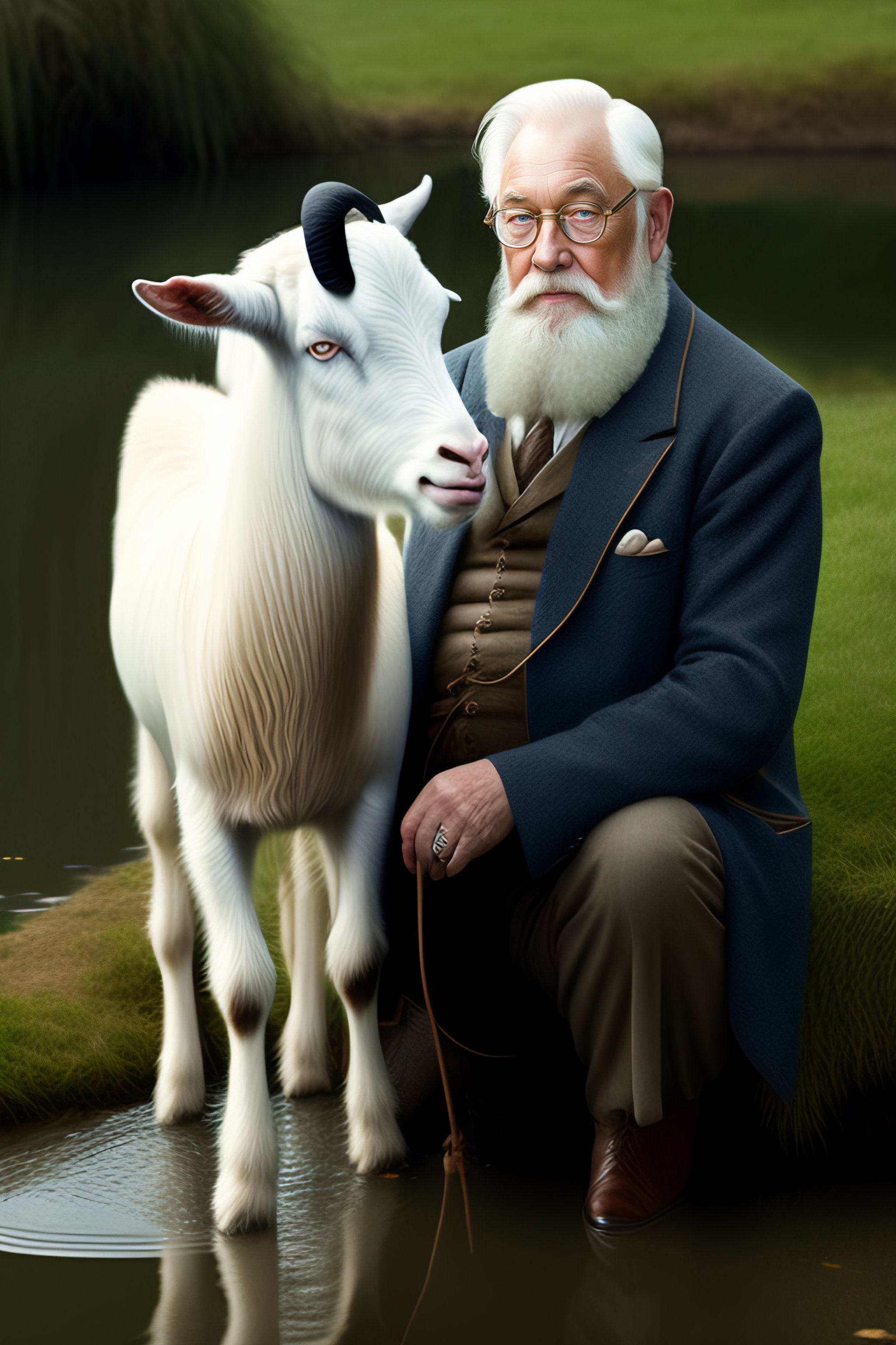 Lexica - Protrait of Albus Dumbledore petting his pet goat, sitting in ...