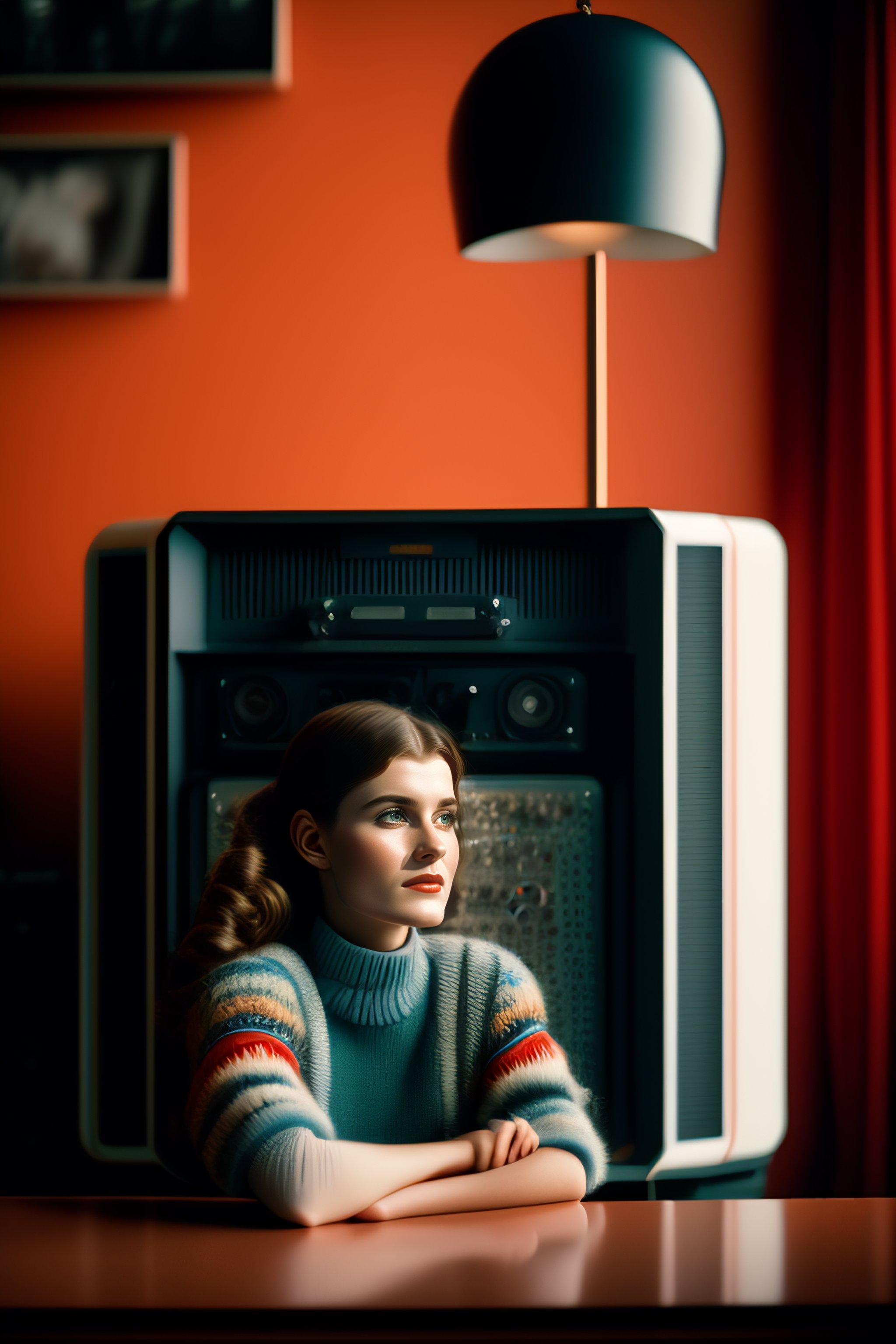 Lexica - A Soviet girl sitting in a chair in front of a soviet computer ...