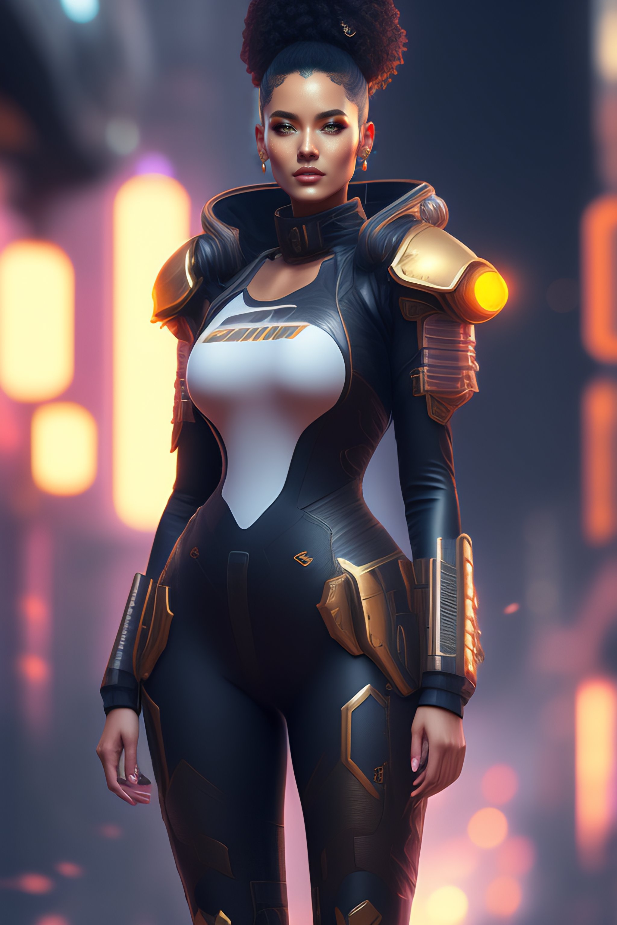 Lexica - Mech Punk full body clothes with short hair girl, battle ...