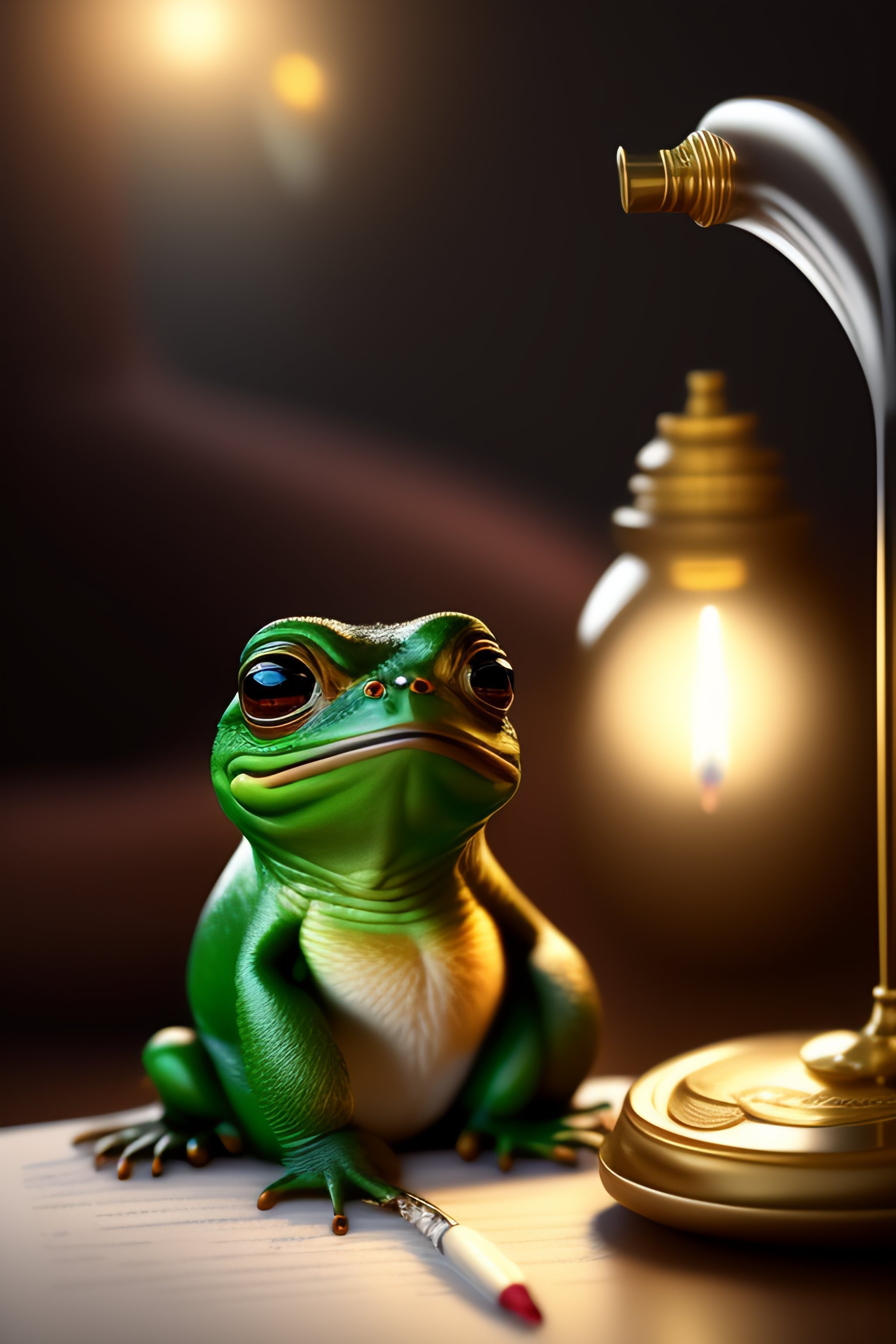 Lexica - An exhausted pepe the frog commiting tax fraud, paperwork ...