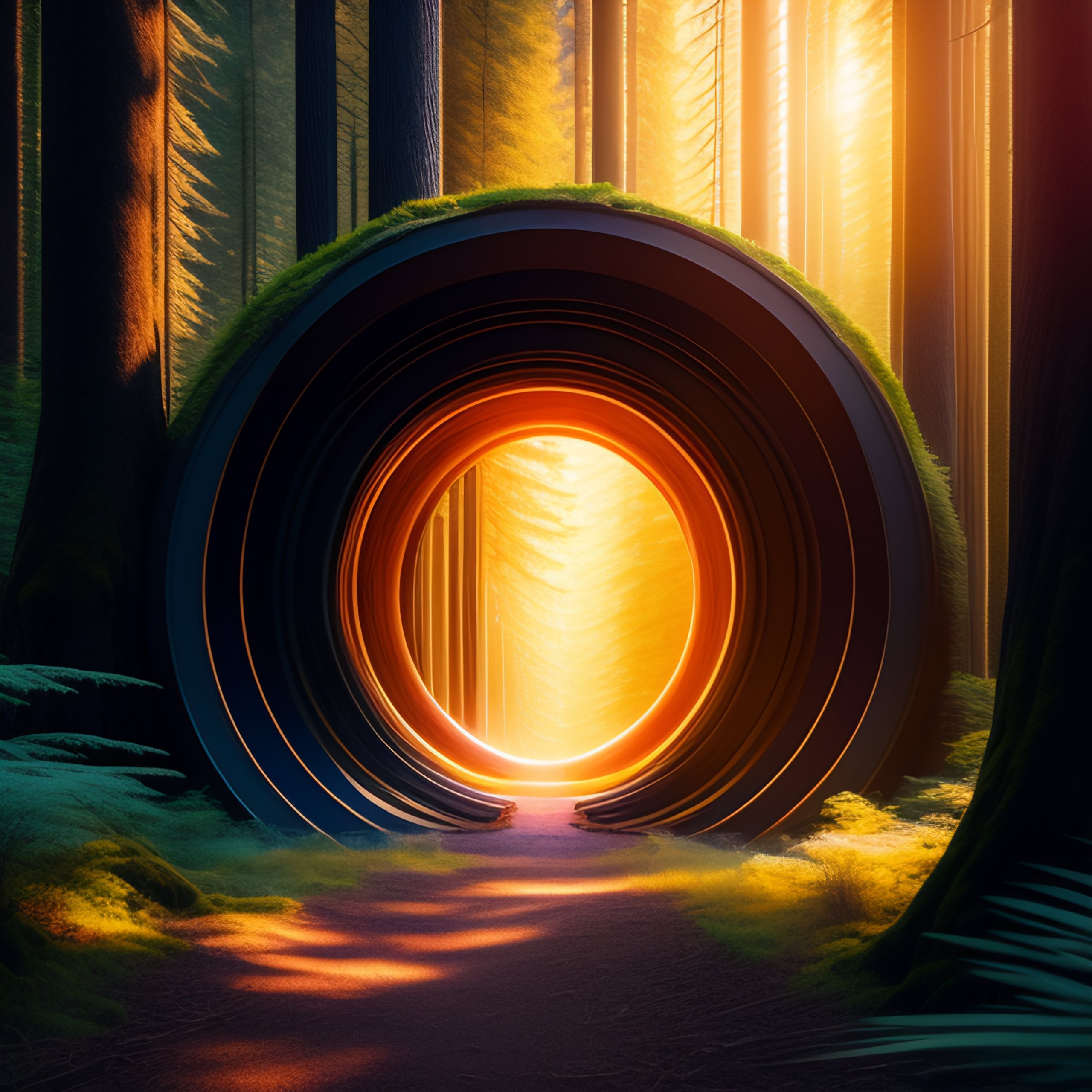 Lexica - Photograph of a glowing intergalactic portal that was ...