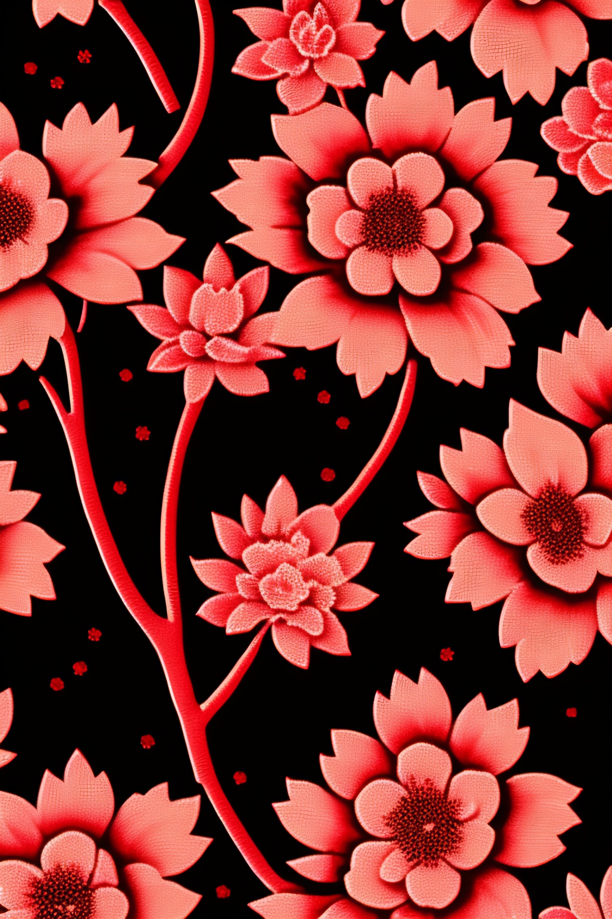 Lexica - Vintage ornate cherry blossom and foliage wallpaper risograph ...