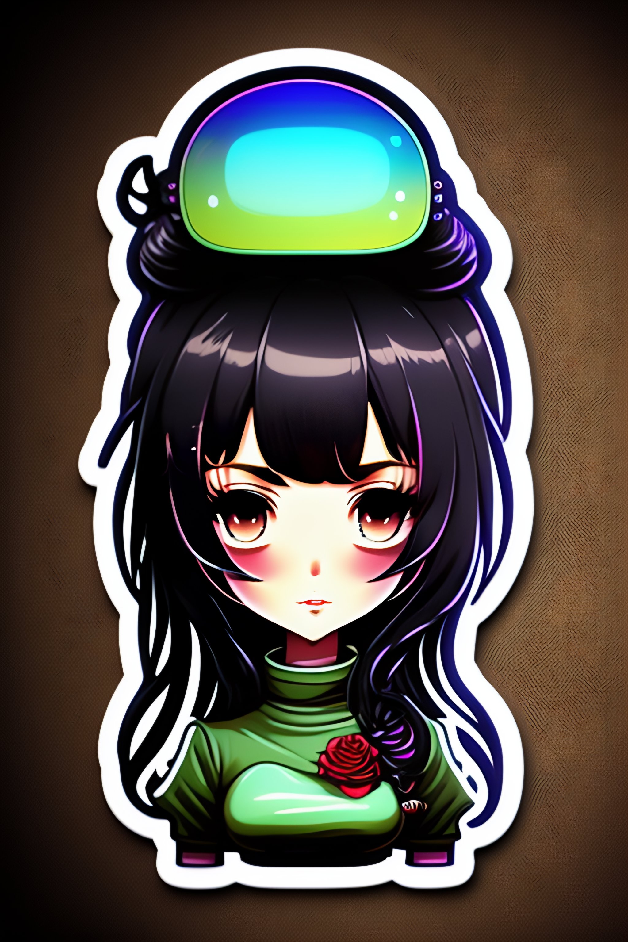 Lexica - Anime girl sticker, HR GIGER style, solid background color