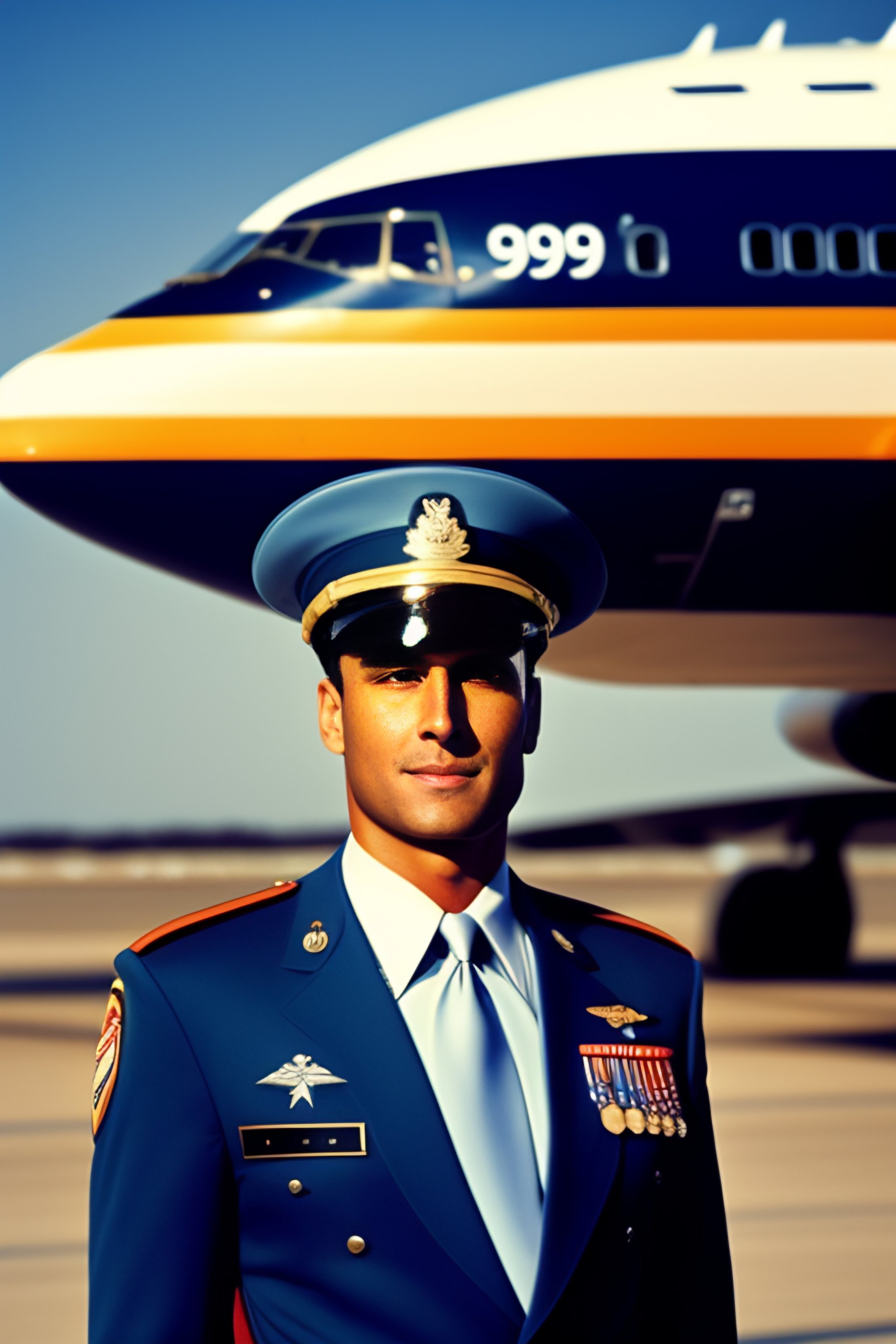 Lexica - A pilot standing in a civilian airport wearing a 1990s style ...